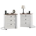 Farmhouse bedside table with Charging Station – 3 Drawers, Roman Column ...