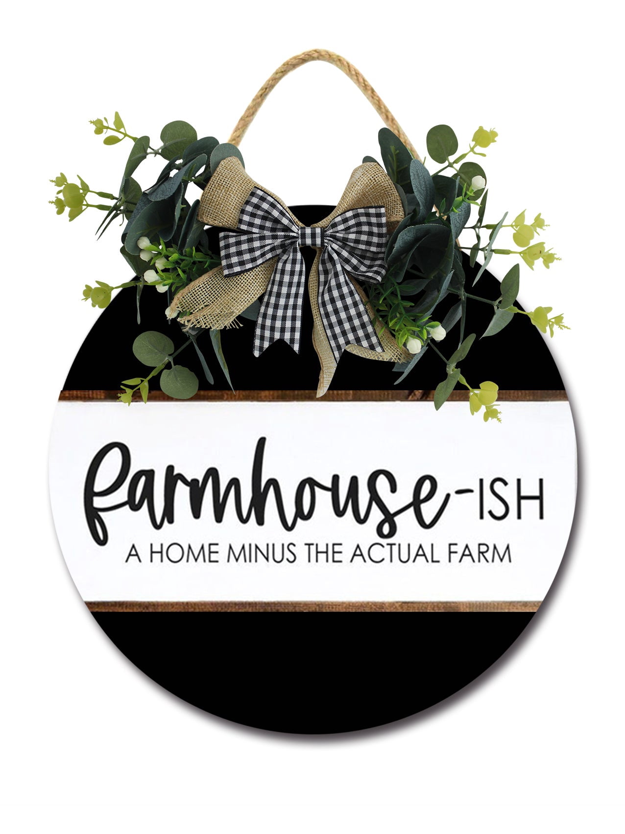 Farmhouse-ish Sign Front Door Porch Decorations, Round Rustic Wood ...