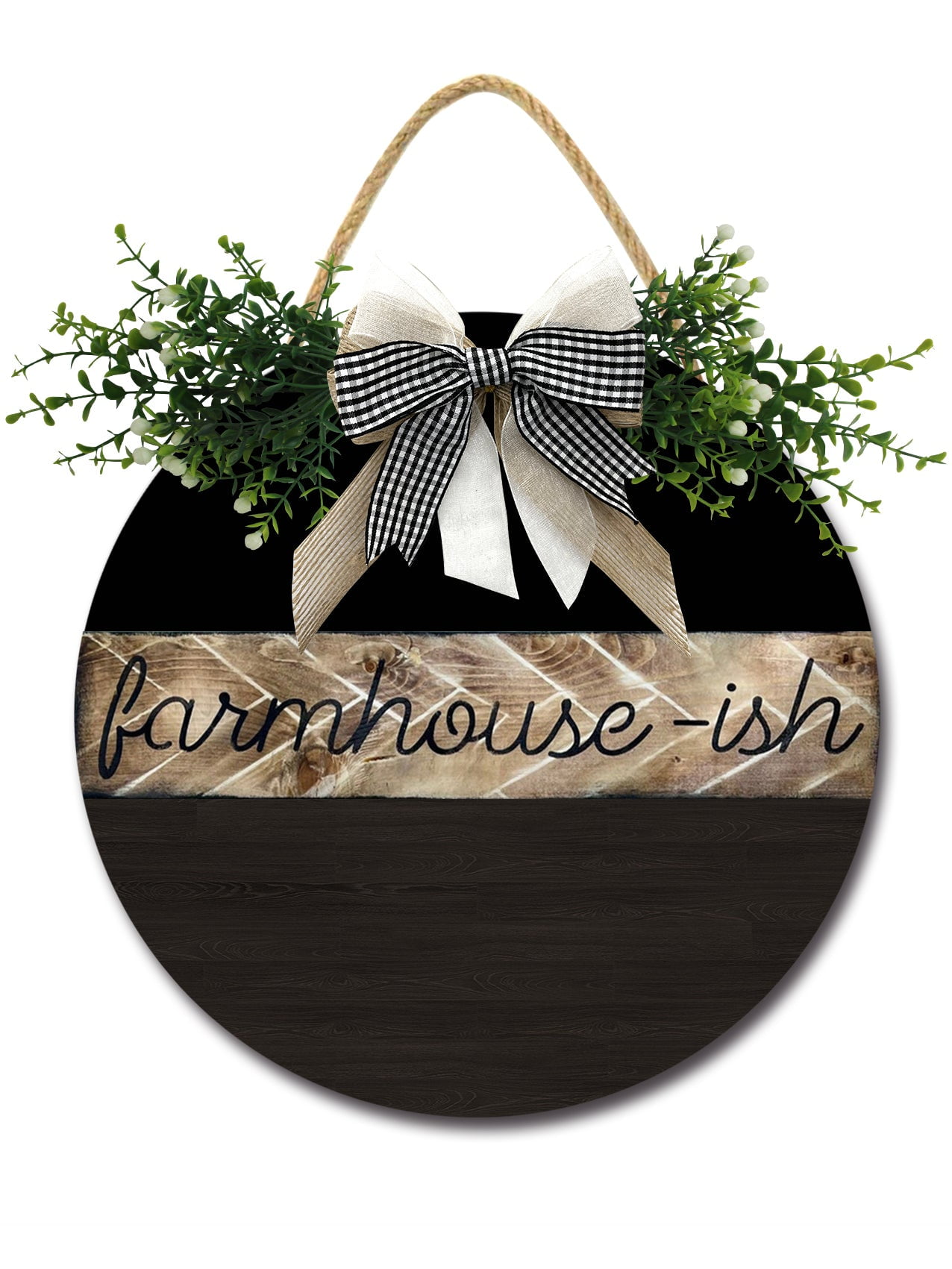Farmhouse-ish Sign Front Door Porch Decorations, Round Rustic Wood ...
