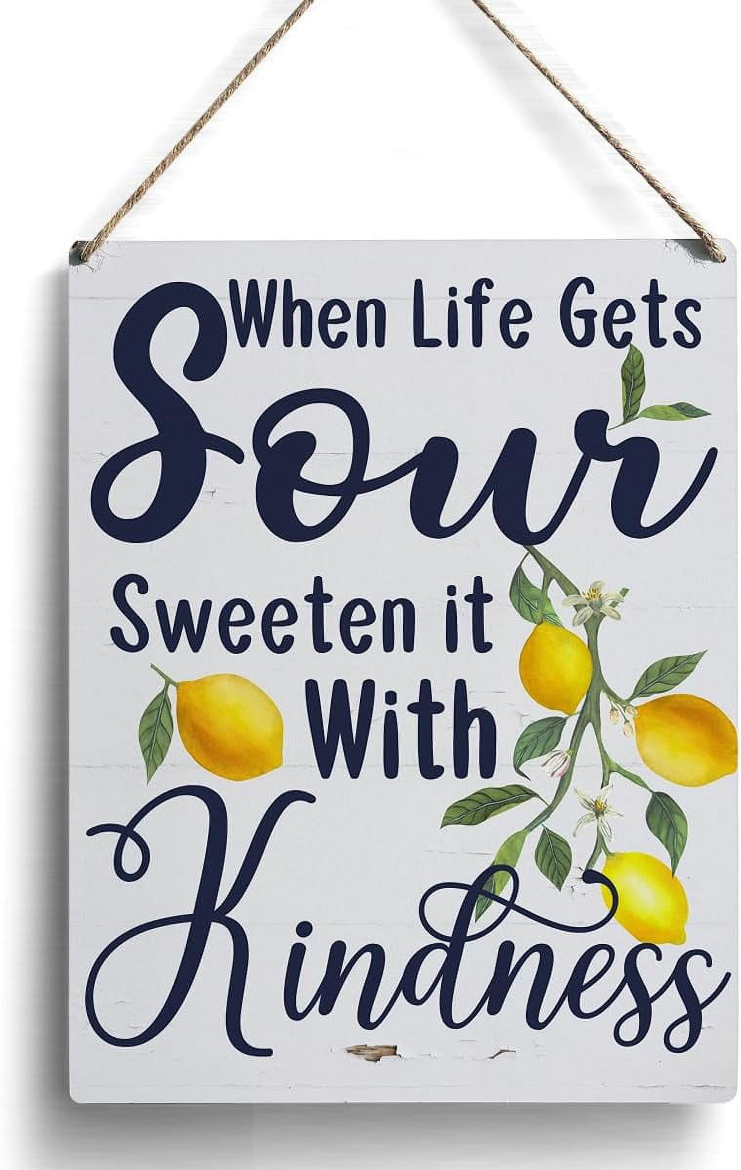 Farmhouse when Life Gets Sour Sweeten Lemon Wooden Sign Artwork, Summer ...