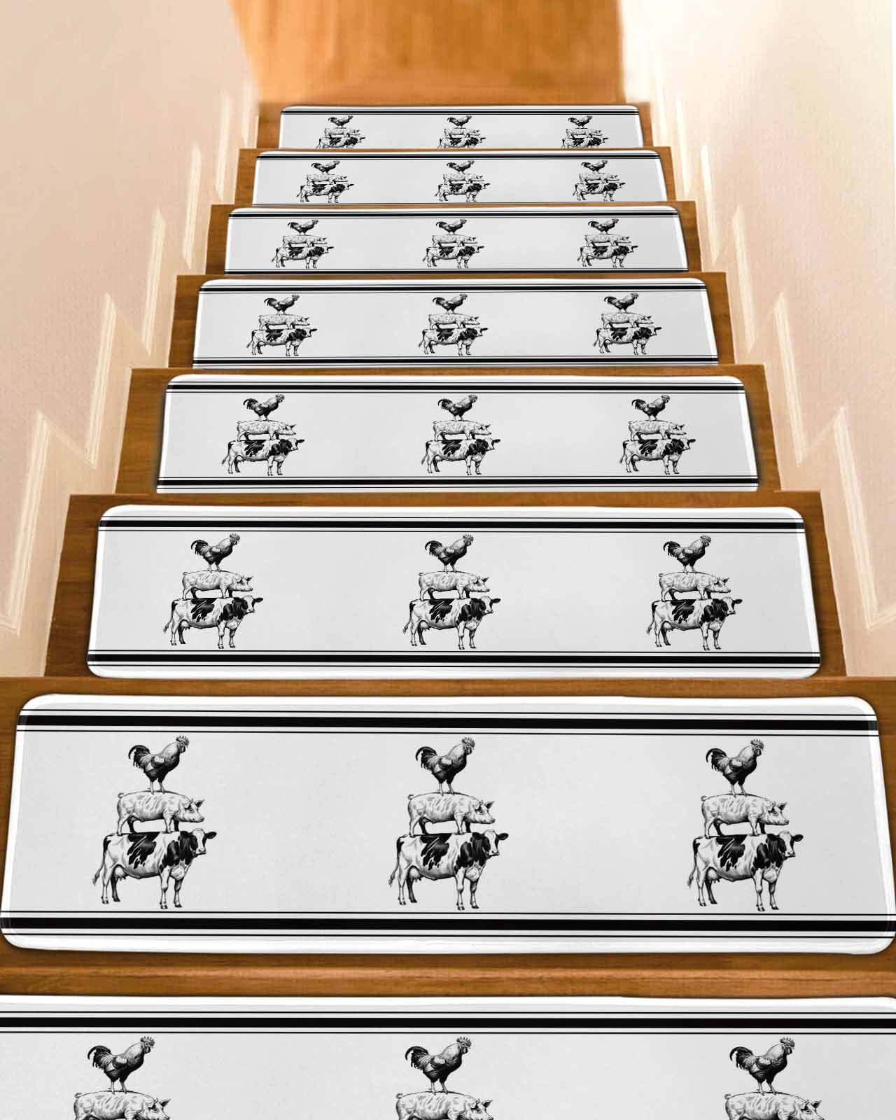 Farmhouses Animal Stair Treads Non Slip for Steps Cow Pig Chicken ...