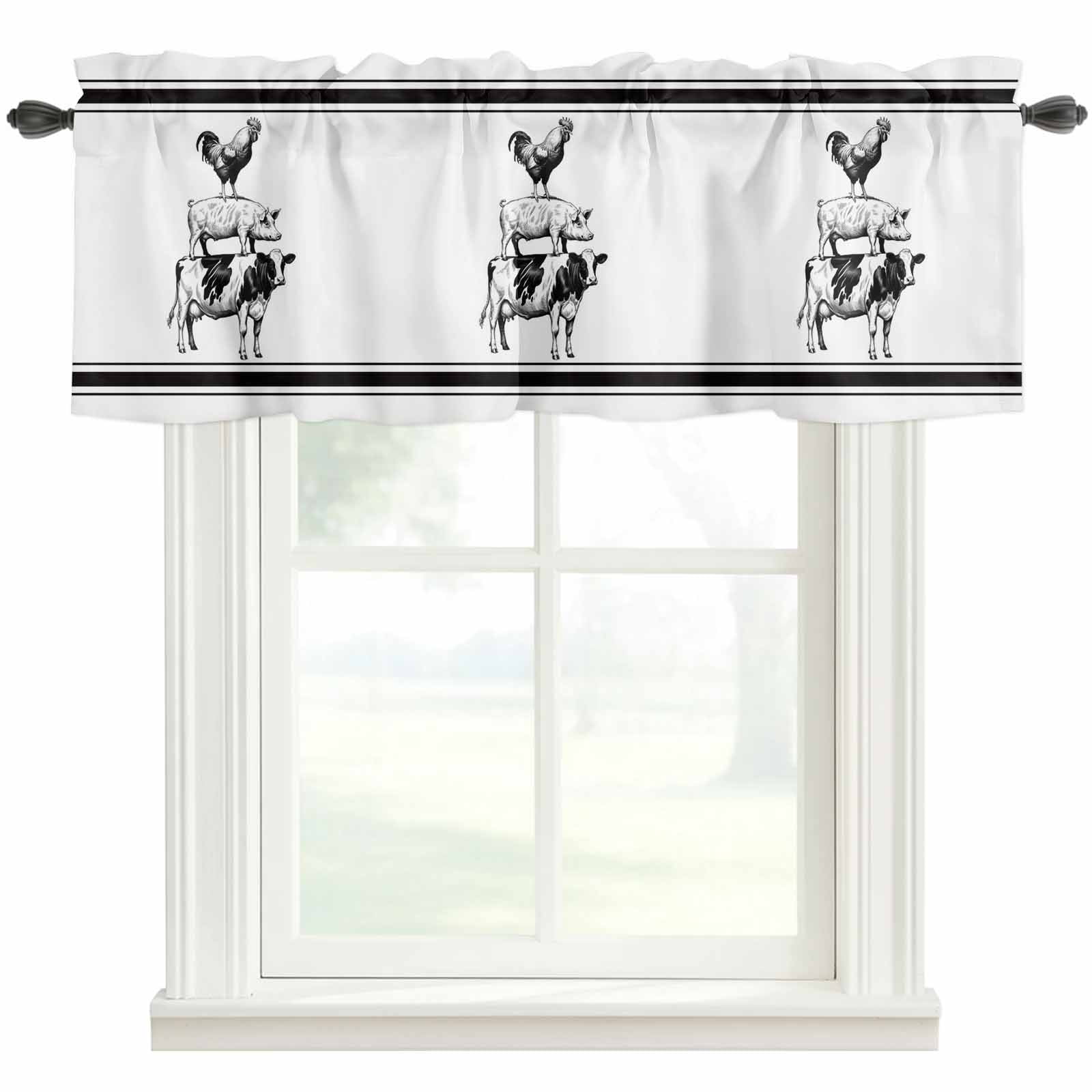 Farmhouses Animal Valances for Windows Cow Pig Chicken Animal Stripes ...