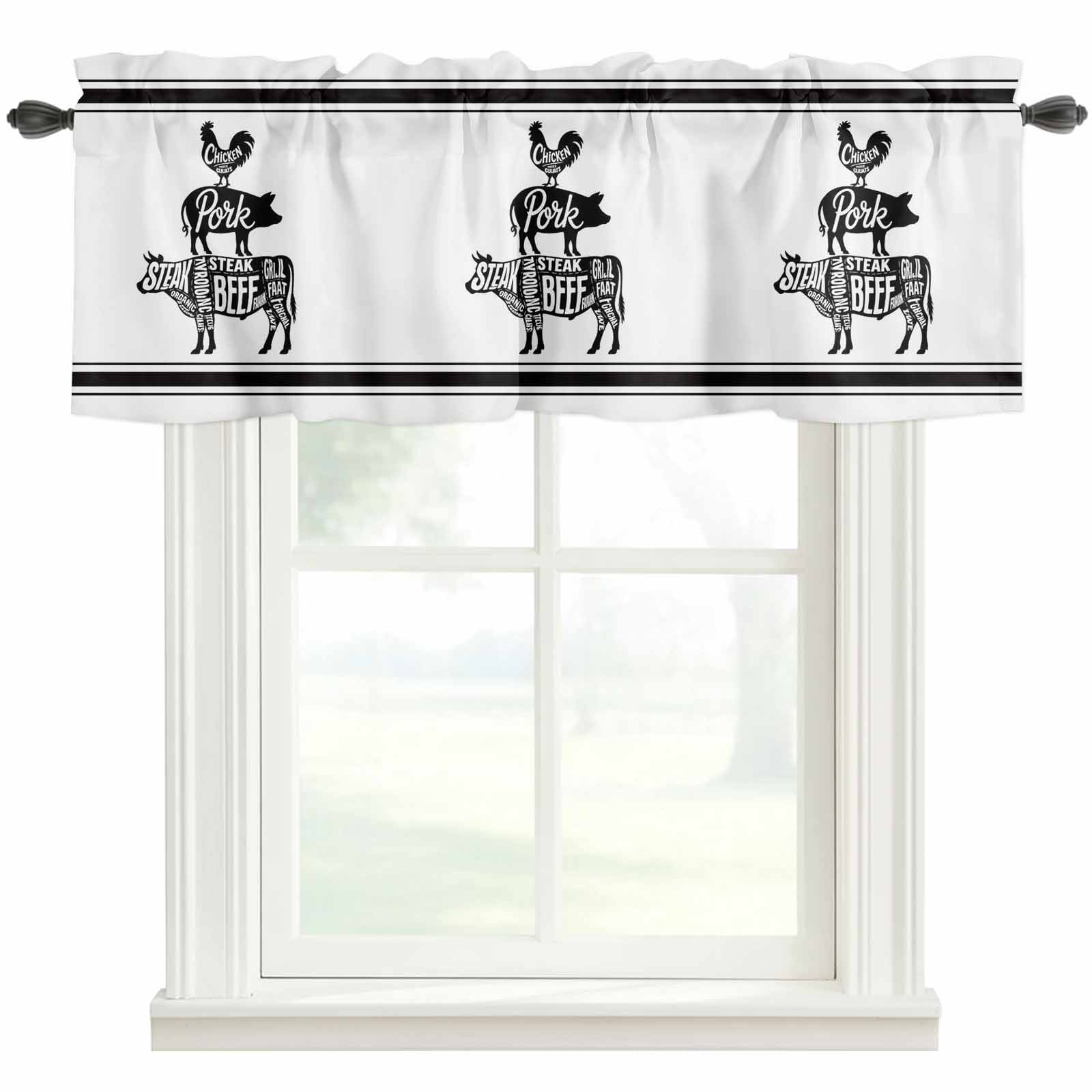 Farmhouses Animal Valances for Windows Cow Pig Chicken Animal Stripes ...