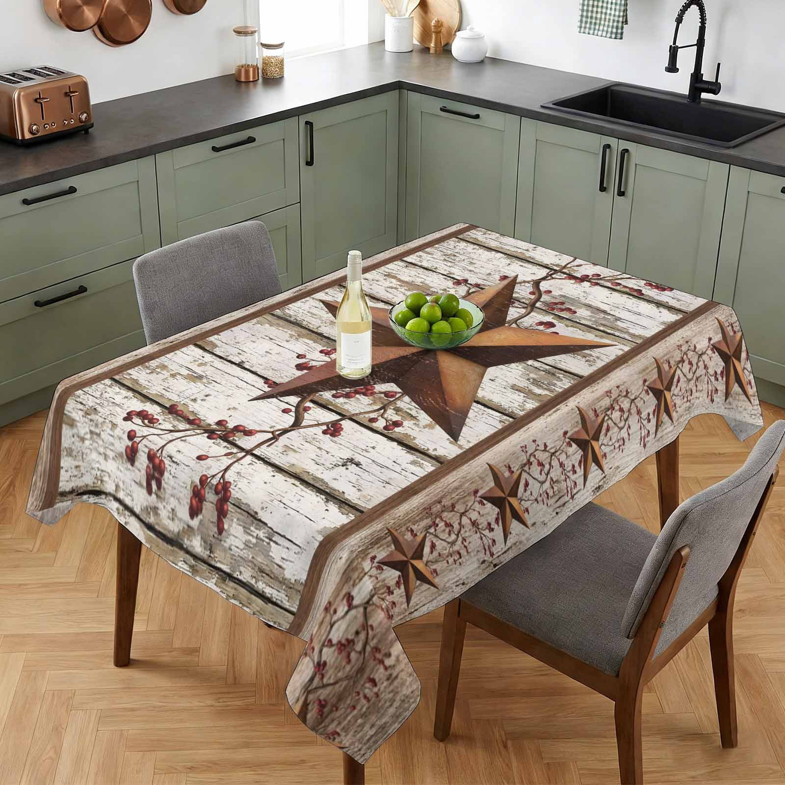 Farmhouses Brown Country Stars Table Cloth 52x70in, Waterproof ...