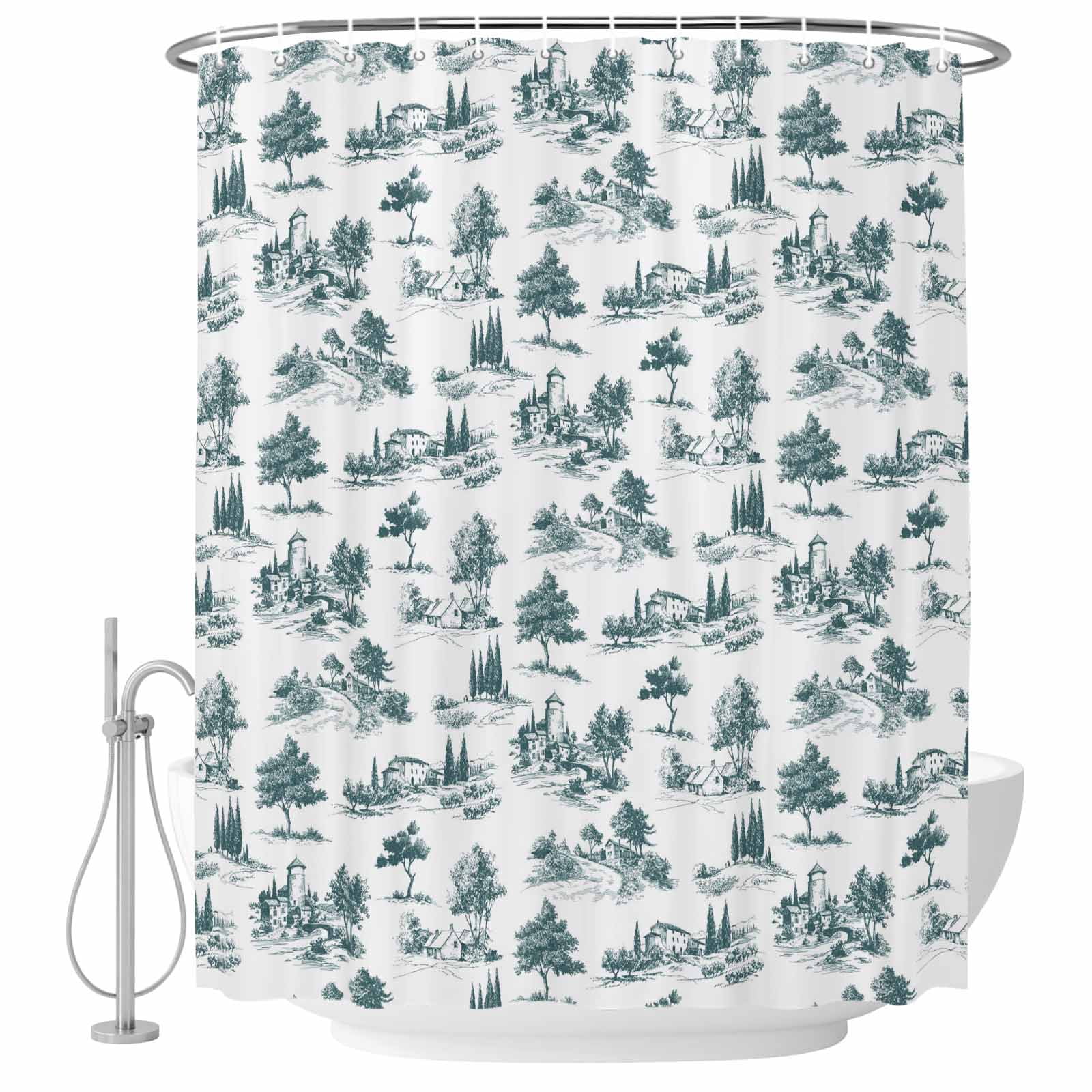 Farmhouses Plants Bathroom Shower Curtains with Hooks, Mystic Castle ...