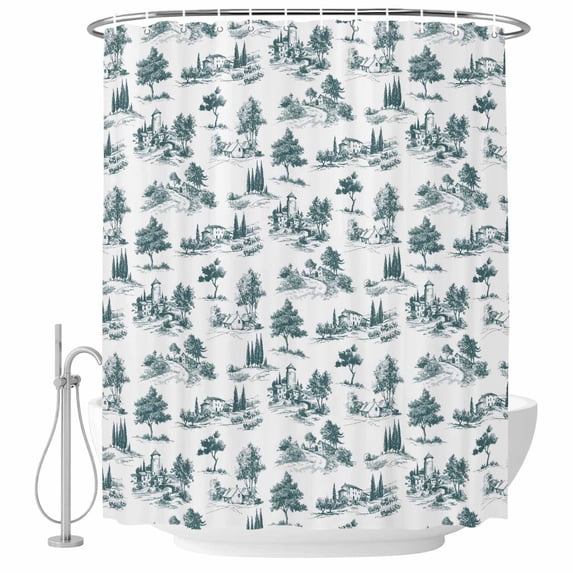 Farmhouses Plants Bathroom Shower Curtains with Hooks, Mystic Castle ...