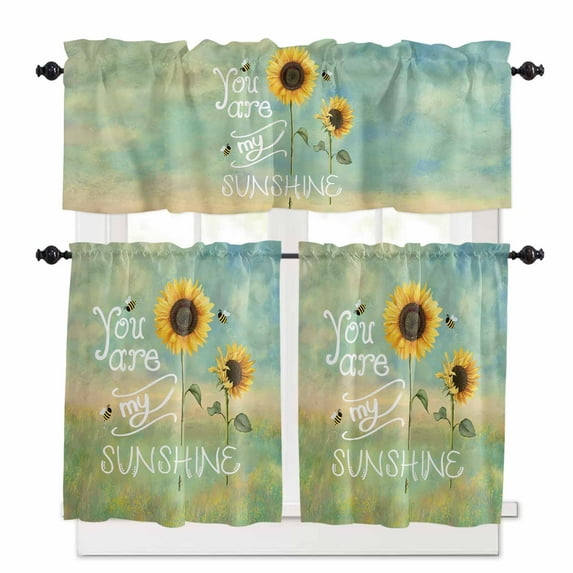 Farmhouses Sunflowers Kitchen Curtains Valance and Tier Set You Are My ...