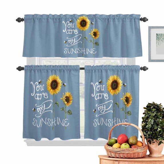 Farmhouses Sunflowers Kitchen Curtains Valances 3 Piece Set, You Are My ...