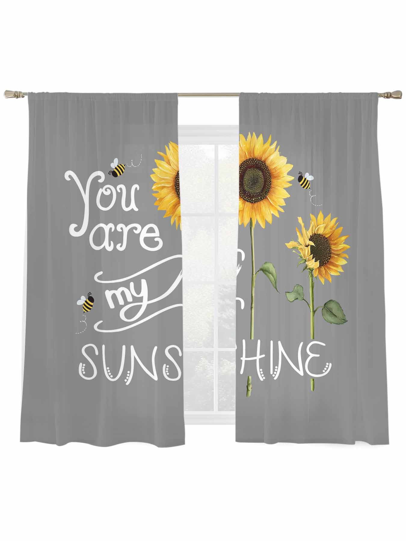Farmhouses Sunflowers Sheer Curtains 2 Panels Set You Are My Sunshine ...