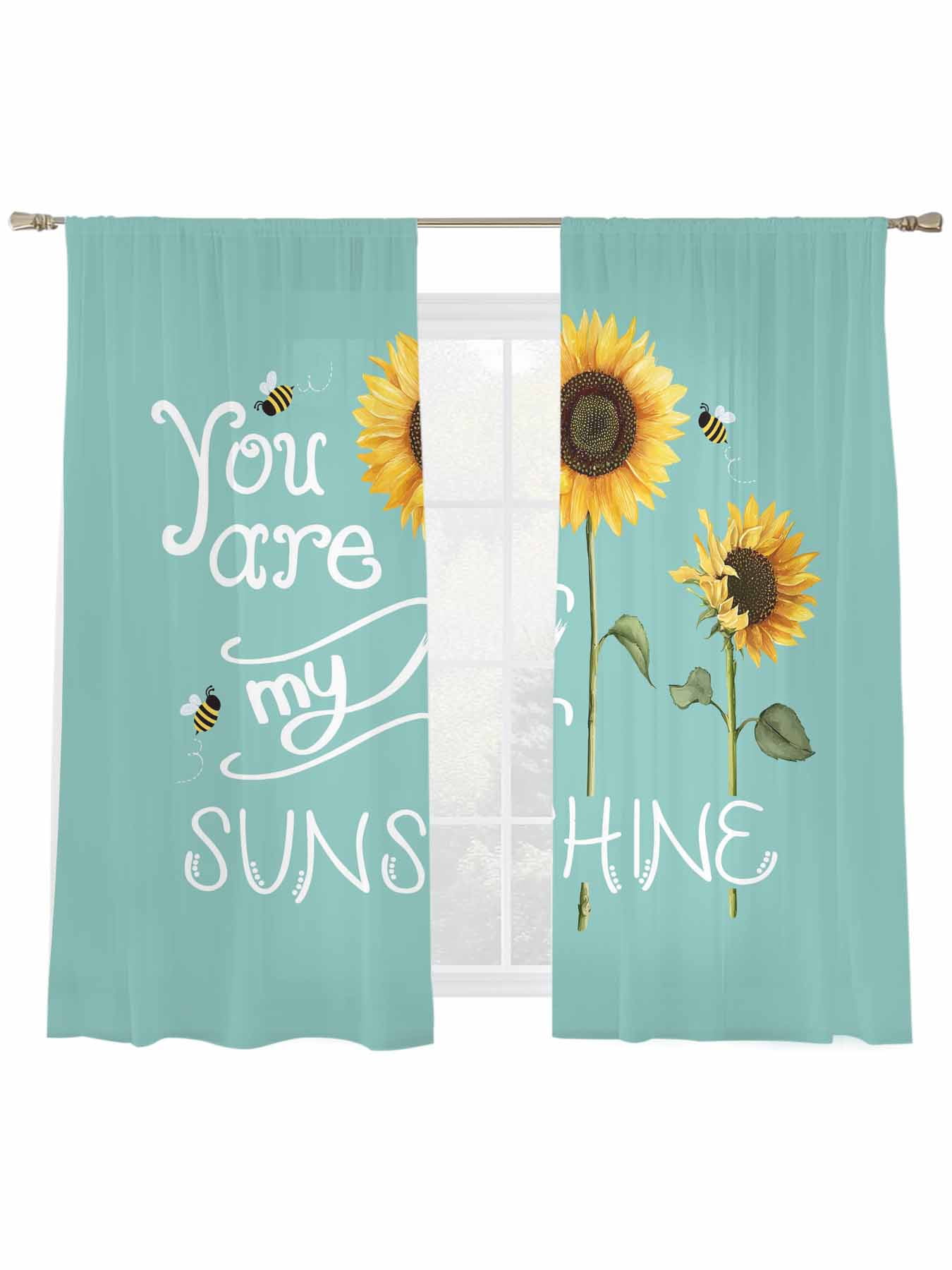 Farmhouses Sunflowers Sheer Curtains 2 Panels Set You Are My Sunshine ...