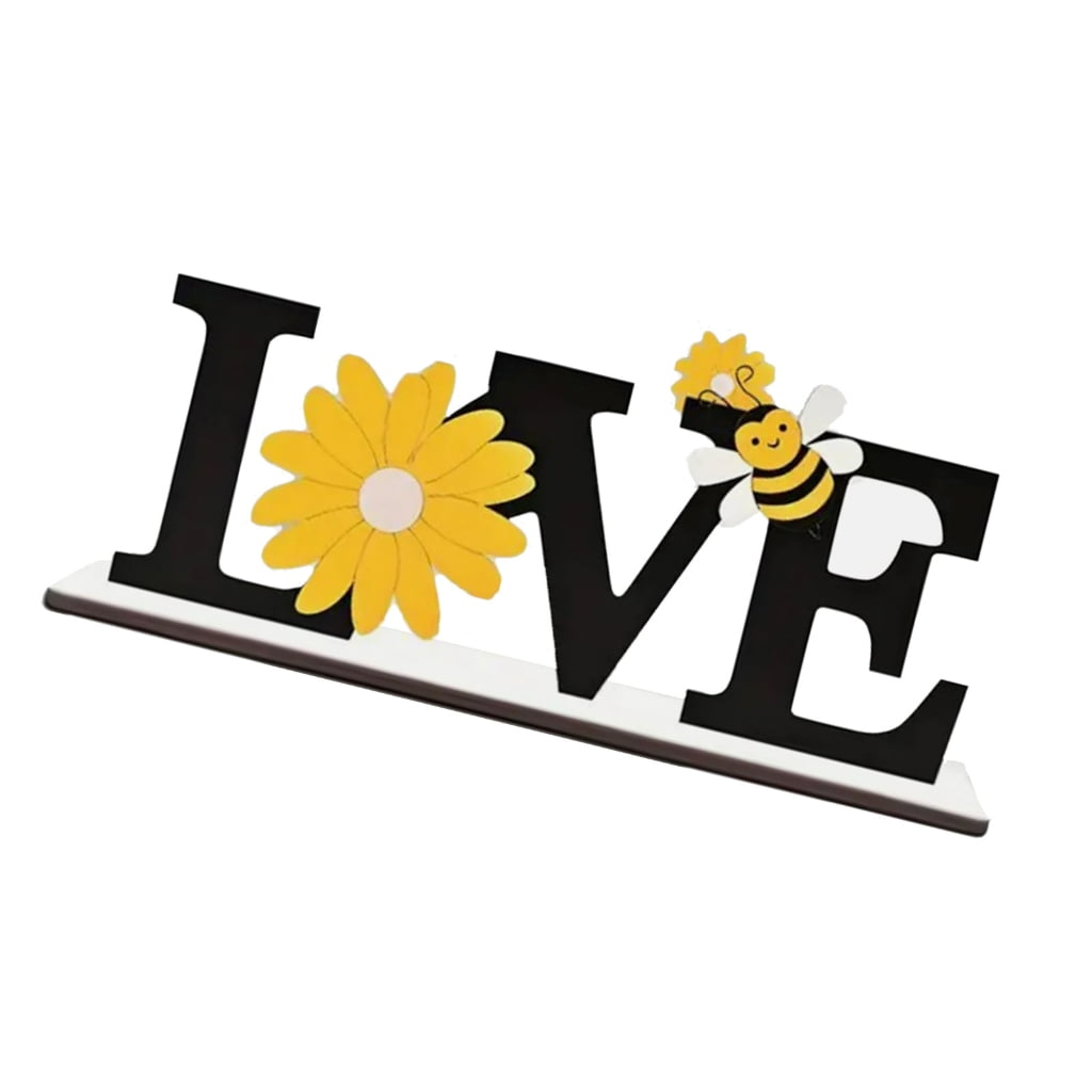 Farmhouses Wooden Love Letter Sign with Sunflowers and Bees Accent for ...