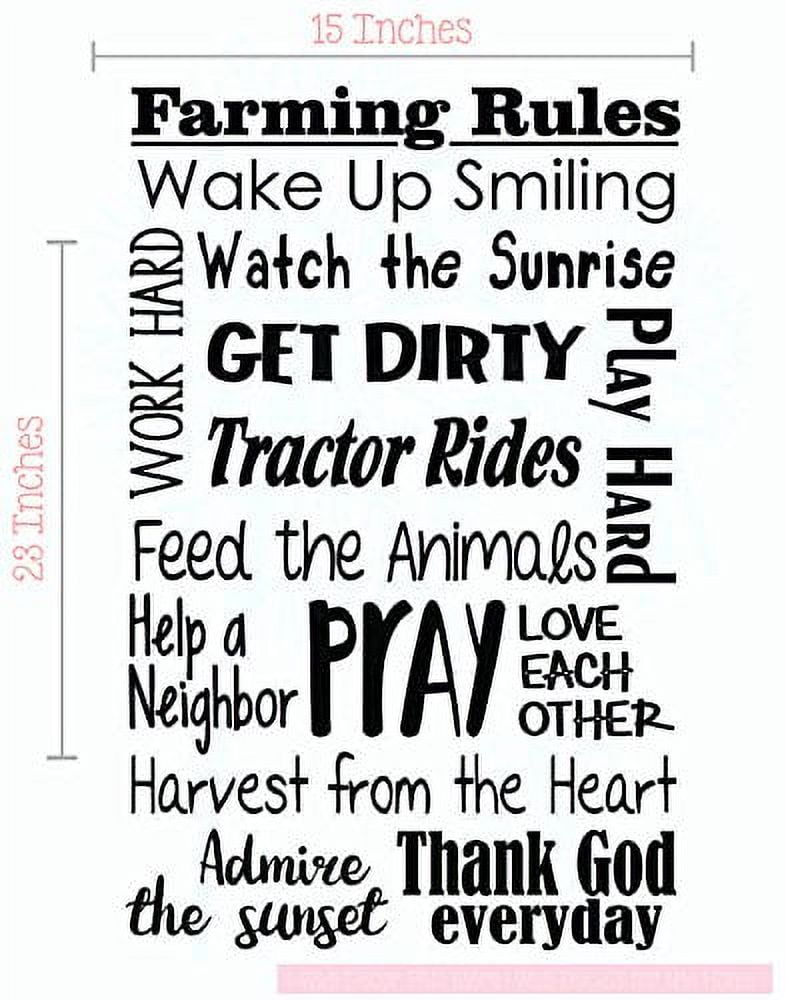 Farming Rules Subway Vinyl Letters Wall Decals Sticker Quotes, 23x15 ...