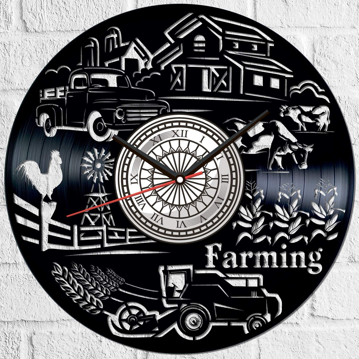 Farming Vinyl Record Wall Clock Retro style Wall clock Silent Home ...