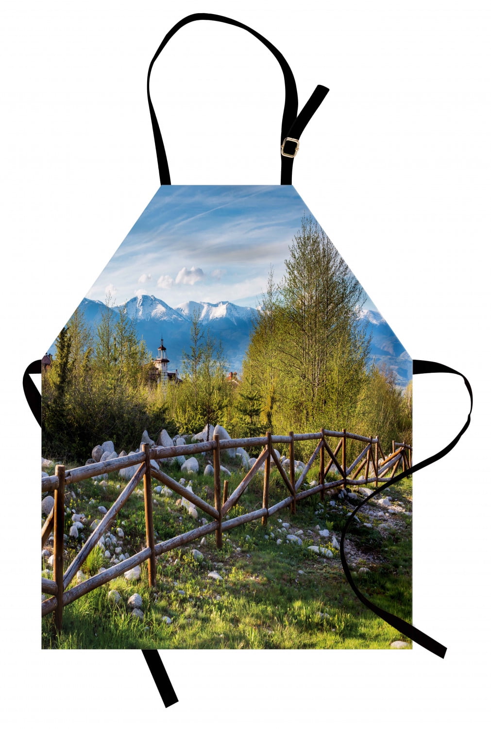 Farmland Apron Artsy Idyllic Scene with Tree Trunk Plank and Snow ...
