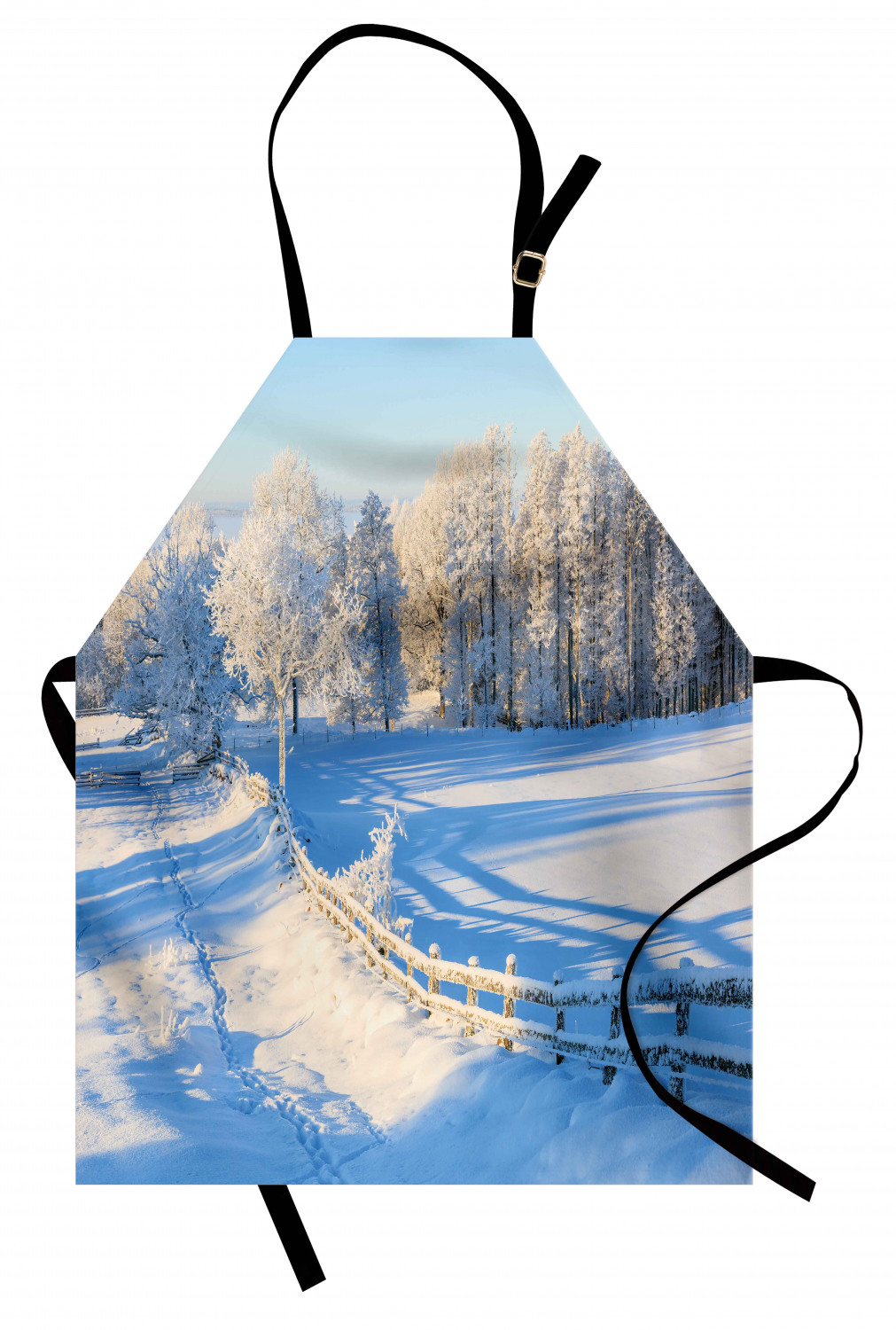 Farmland Apron Winter Snow Valley with Oak Borders Pines Frozen ...