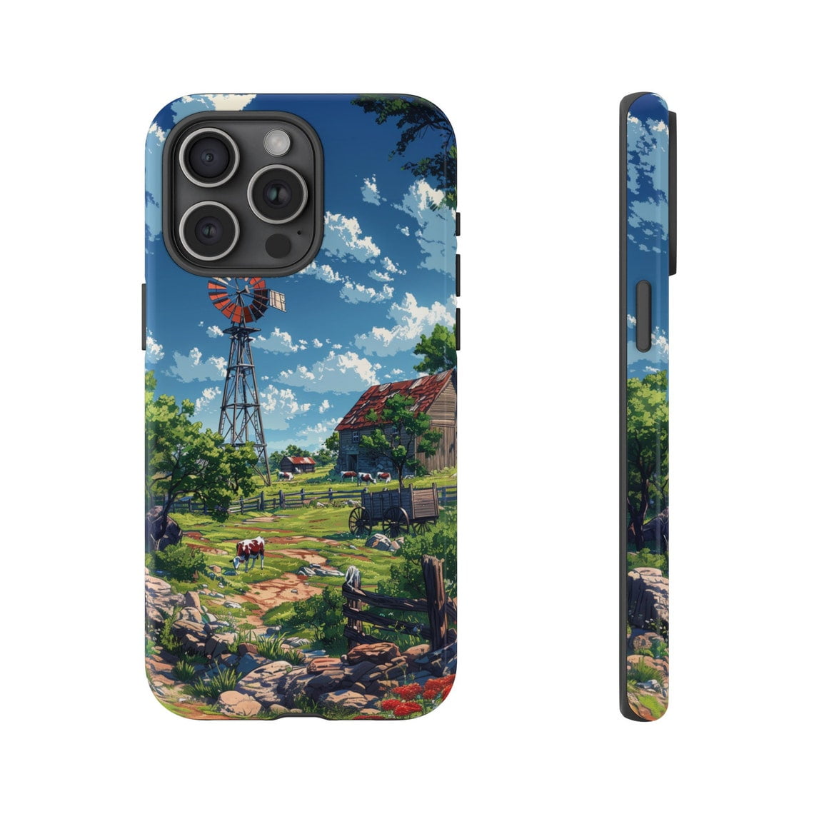 Farmland Barn Windmill Cows Scenic Green Field Country Artistic Case ...