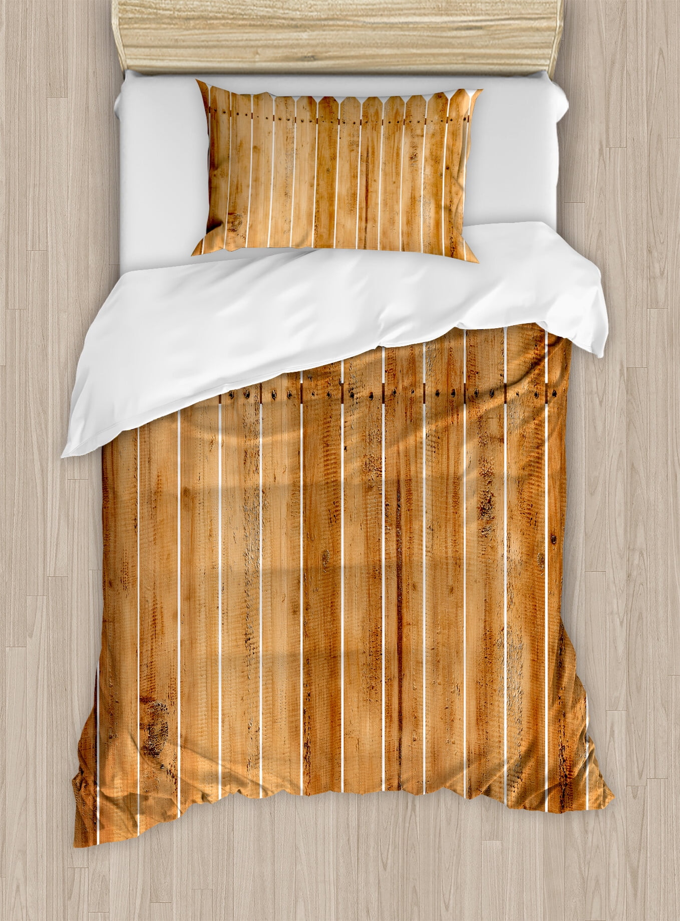 Farmland Duvet Cover Set, Triangle Edged Timber Border Stripes Siding ...