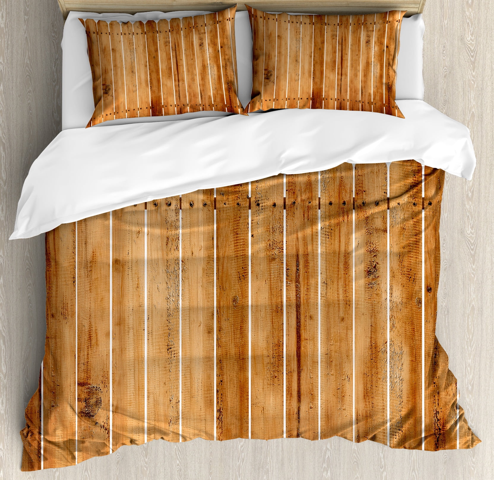 Farmland Duvet Cover Set, Triangle Edged Timber Border Stripes Siding ...
