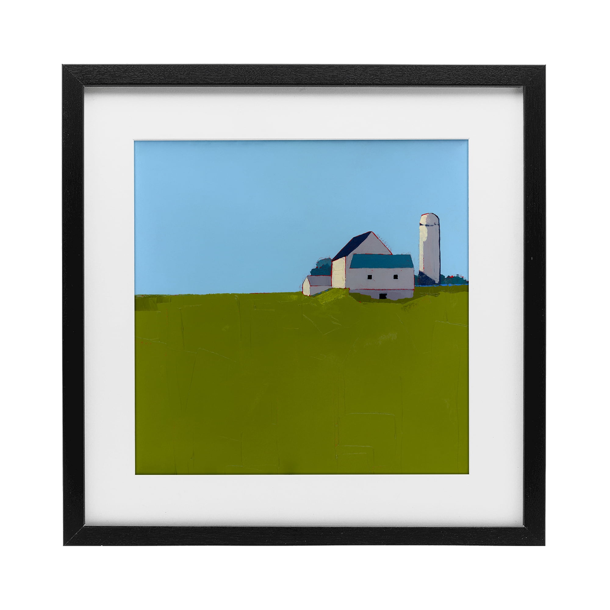 Farmland Silo in Distance Black Framed Print Under Glass, design by ...