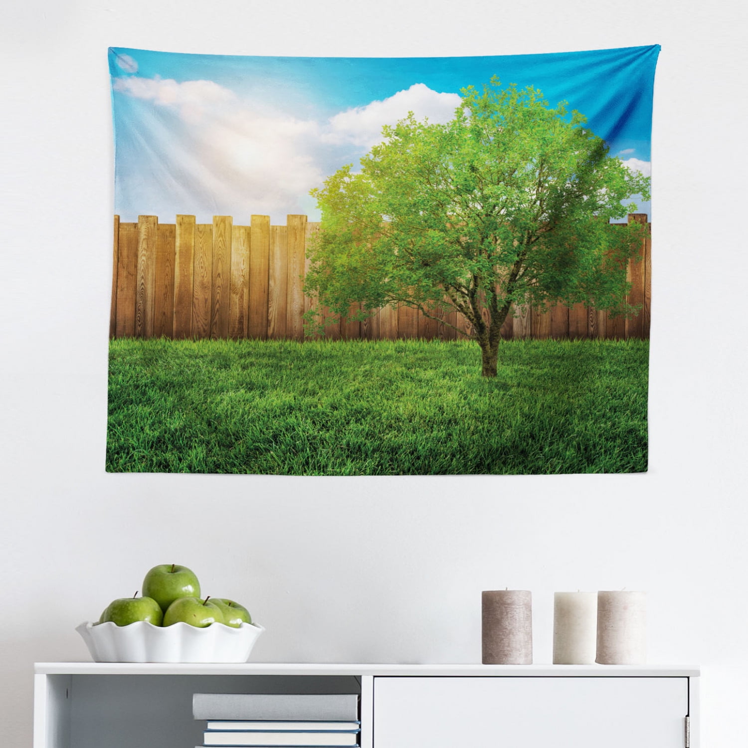 Farmland Tapestry, Backyard Area Shadow Under Pine Trees Featured ...