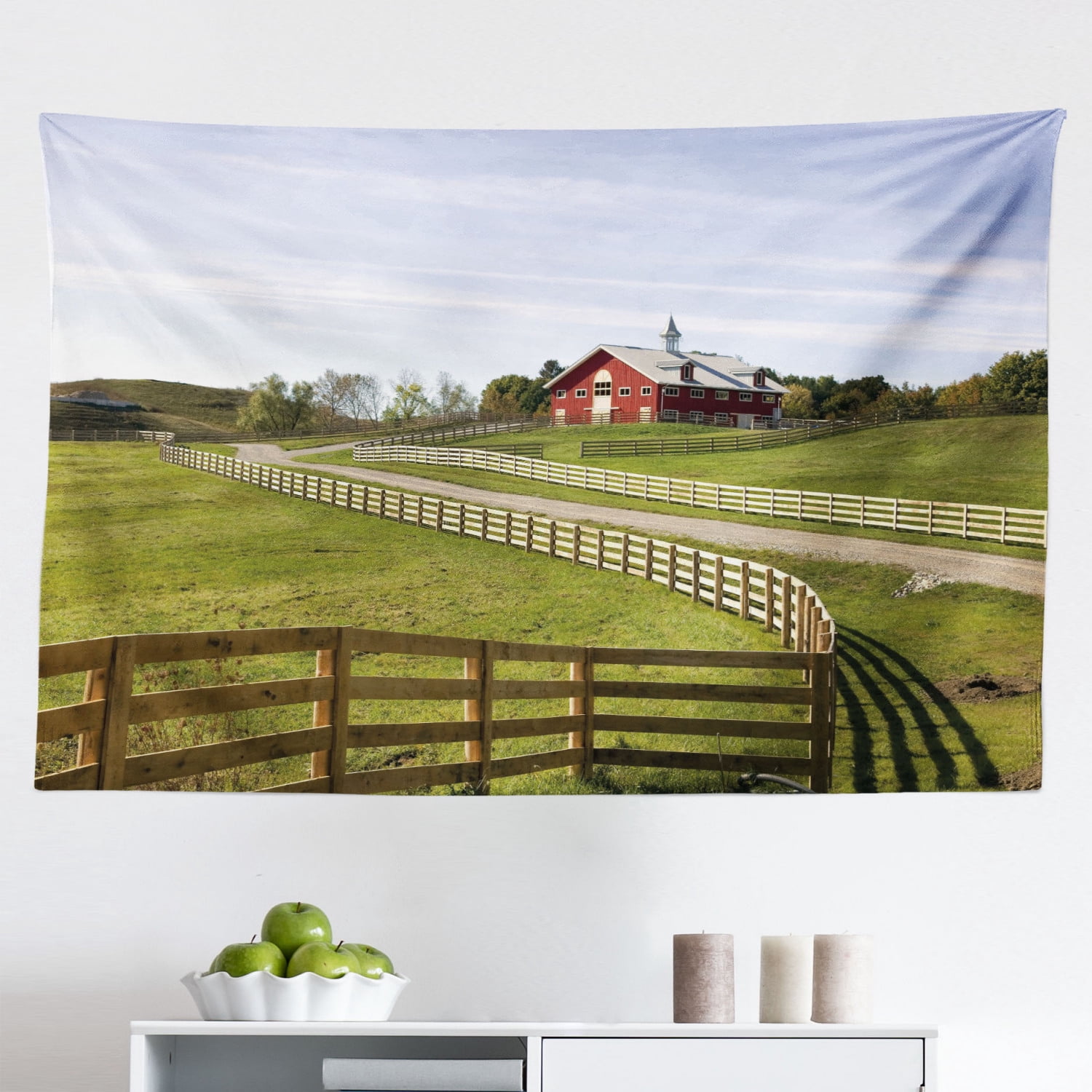 Farmland Tapestry, Wooden Garden Plank with Swirled Spring Season Bloom ...