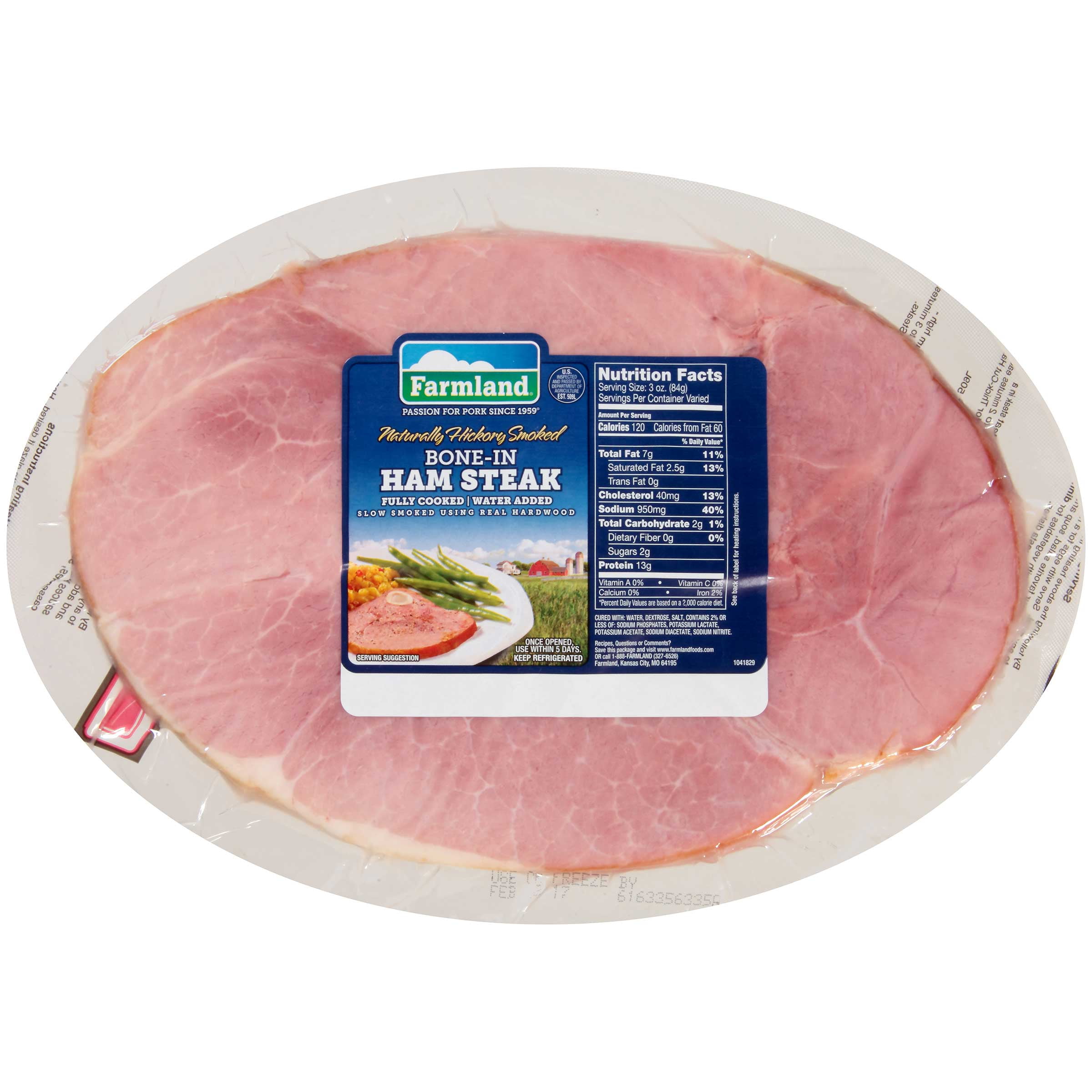 Farmland Water Added Bone In Smoked Ham Steak, 1.14 Pound - 12 per case ...