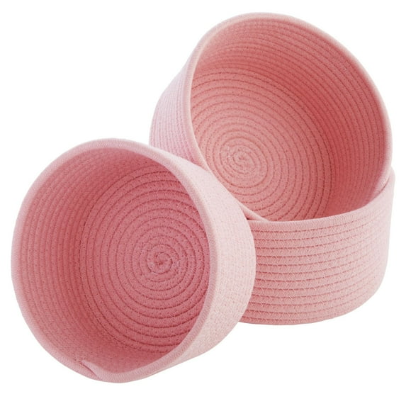 Farmlyn Creek 3-Pack Cotton Woven Baskets, Pink Rope Montessori ...