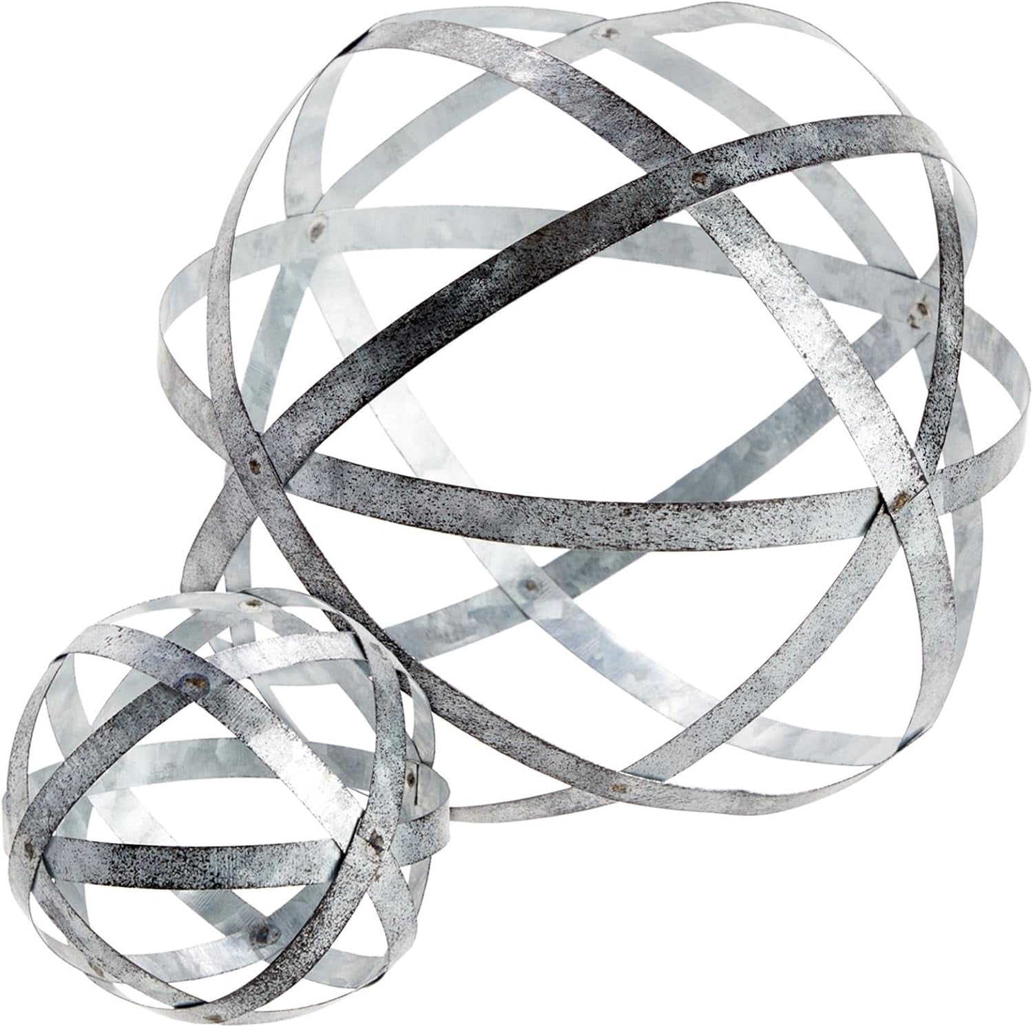 Farmlyn Creek Silver Decorative Sphere Set - 4-in. & 7-in. Distressed ...