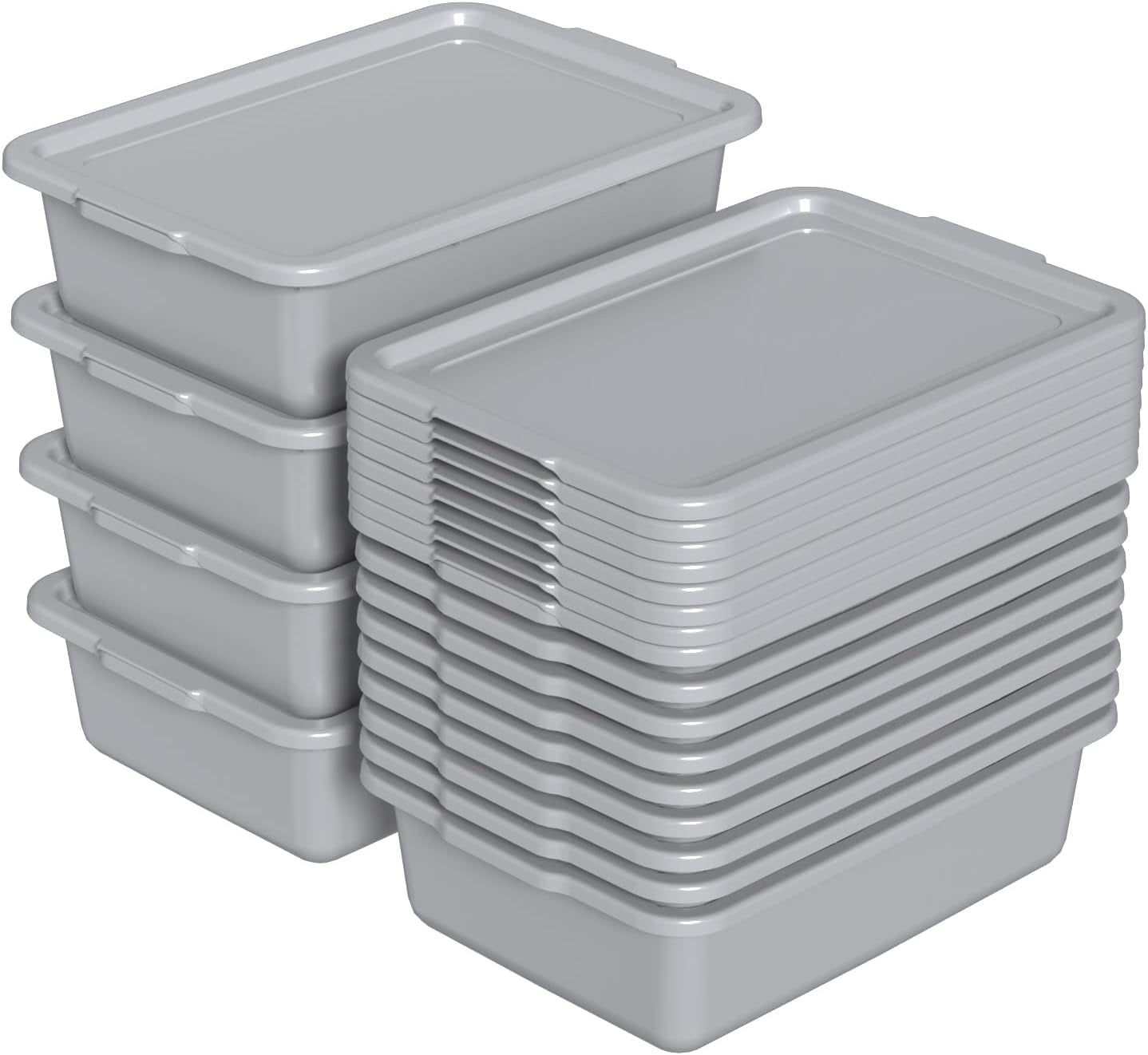 Farmoon 12-Packs 13 L Commercial Bus Tubs with Lids, Plastic Restaurant ...