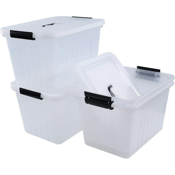 Farmoon 20 Quart Clear Latching Storage Bin with Handle, 4 Packs ...
