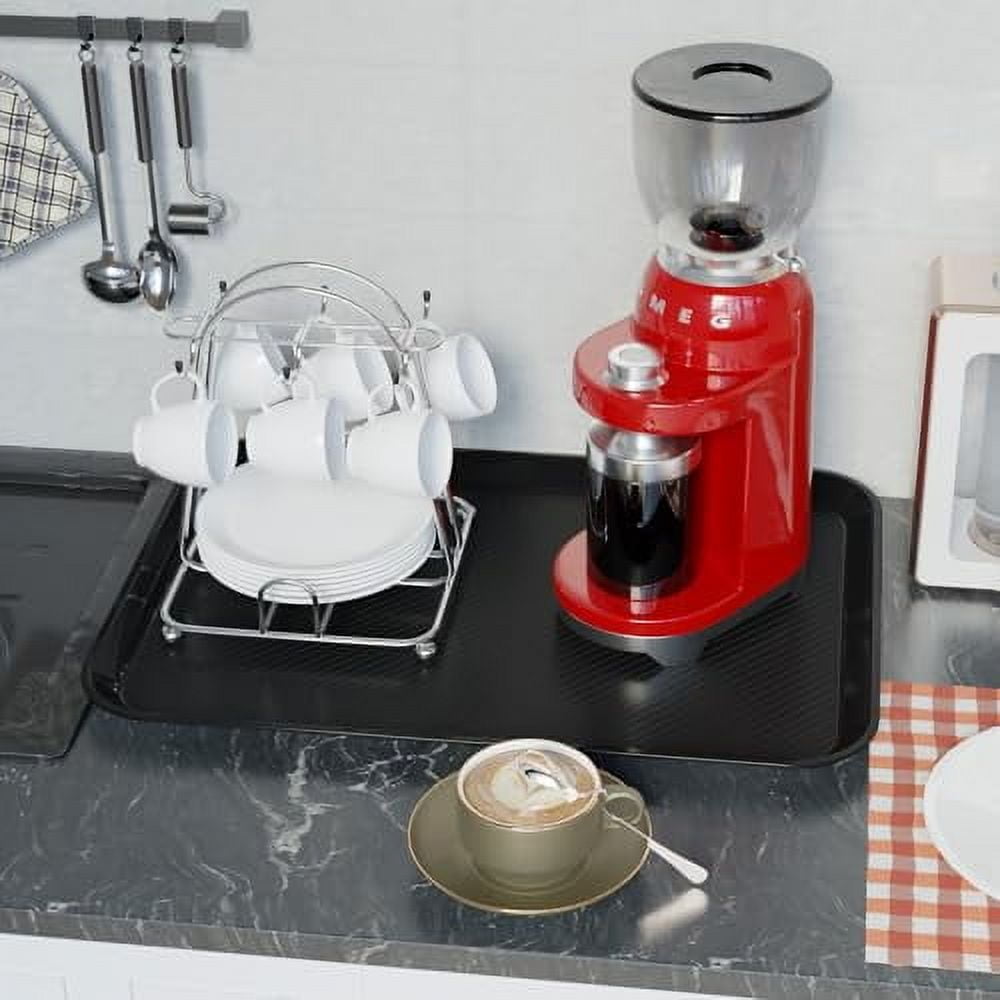 Farmoon 4 Pack Extra Large Serving Tray, Black Rectangle Plastic Fast ...