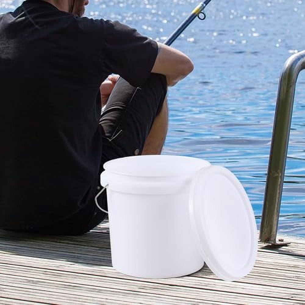 Farmoon 6 Packs 4 Gallon Food Grade Sealable Bucket, White Round Bucket ...