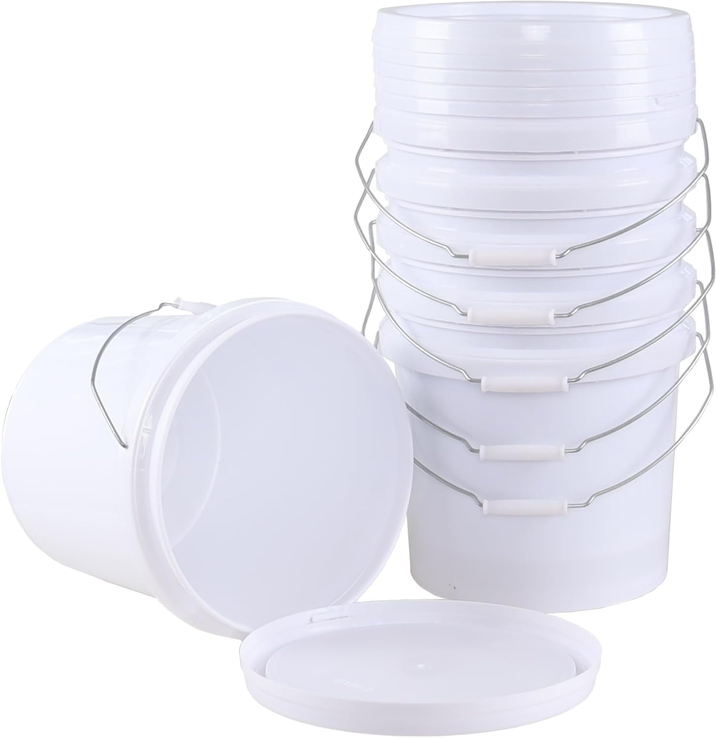 Farmoon 6 Packs 4 Gallon Food Grade Sealable Bucket, White Round ...