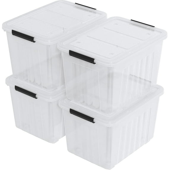 Farmoon 70 Quart Clear Storage Bin with Wheels, Large Plastic Stackable ...