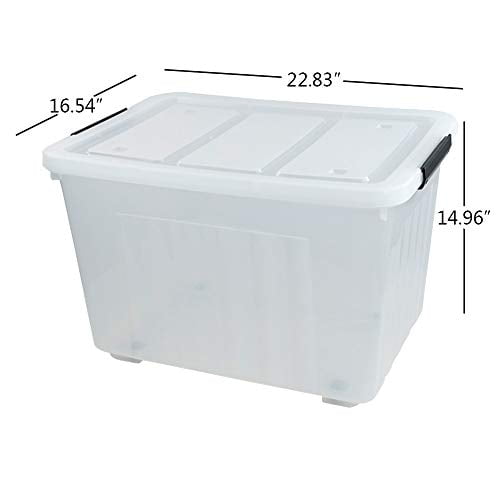 Farmoon 70 Quart Clear Storage Bin with Wheels, Large Plastic Stackable ...
