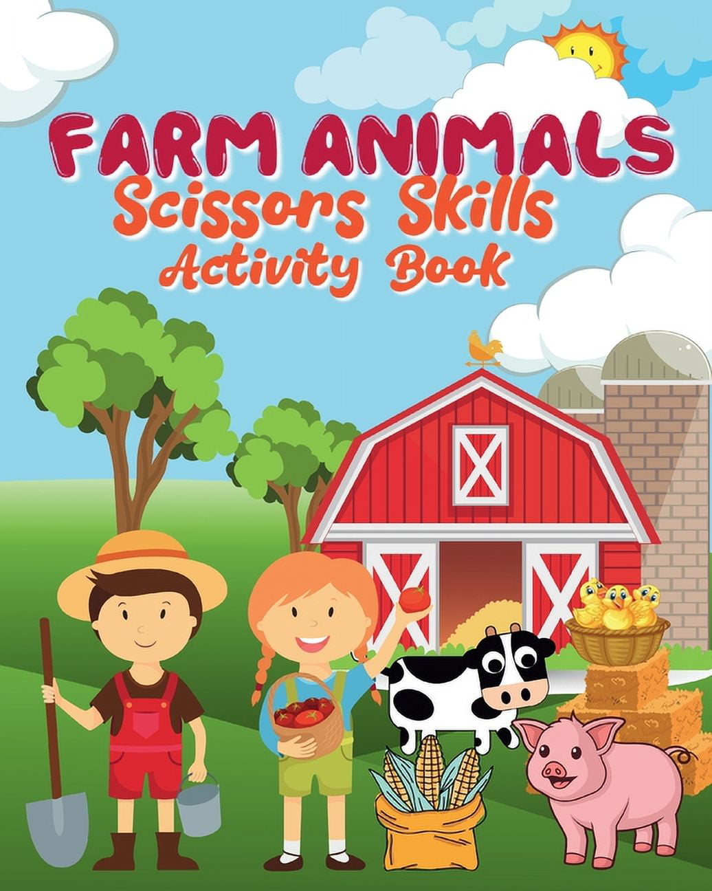 Farms Animals Scissors Skills Activity Book: Cutting, colouring and ...