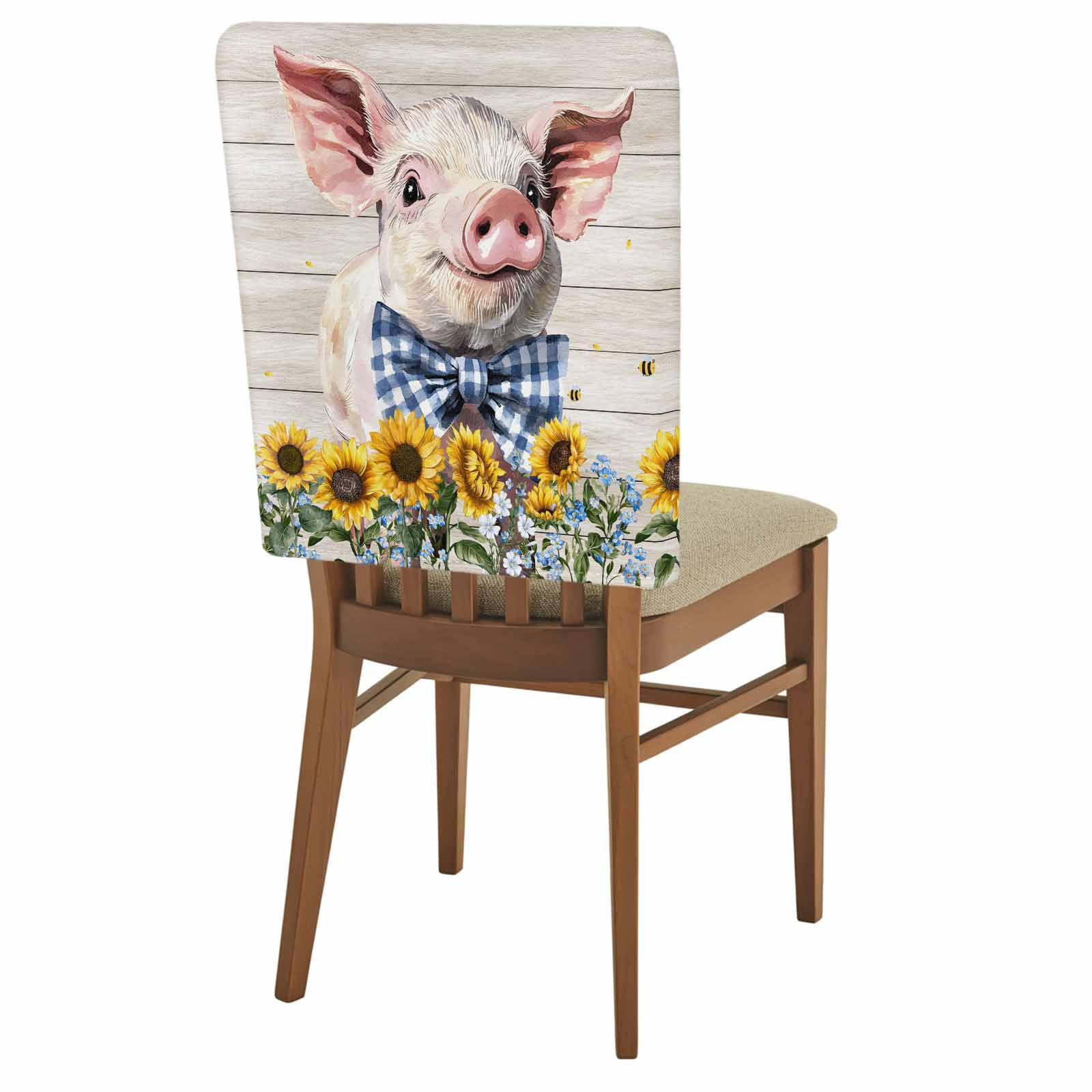 Farms Cute Pigs Chair Back Covers Set of 1, Sunflower Beige Wood ...