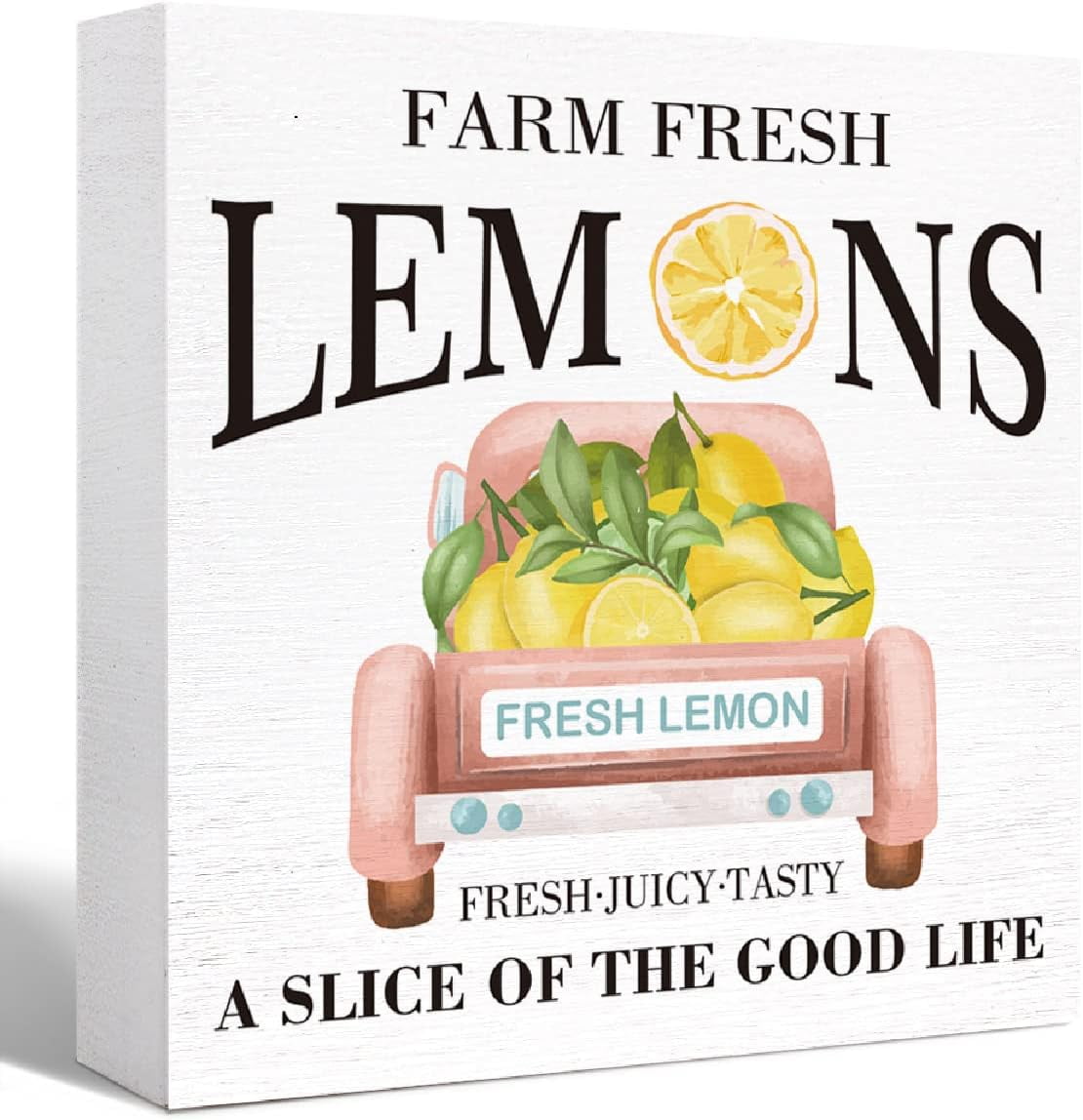 Farmshouse Farm Marke Lemon Wood Box Sign Farm Fresh Lemon Wooden Block ...