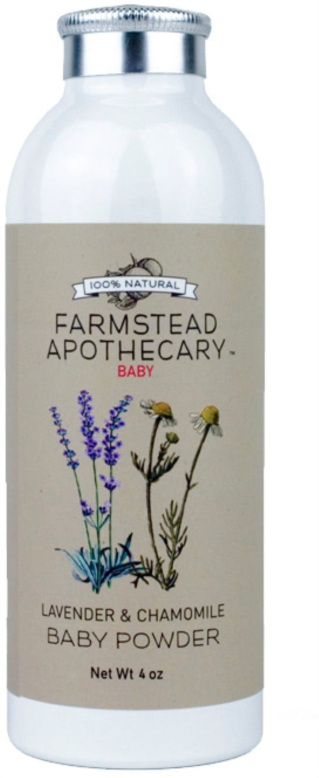 Farmstead Apothecary 100% Natural Baby Powder, Lavender Chamomile, 4 Oz ...