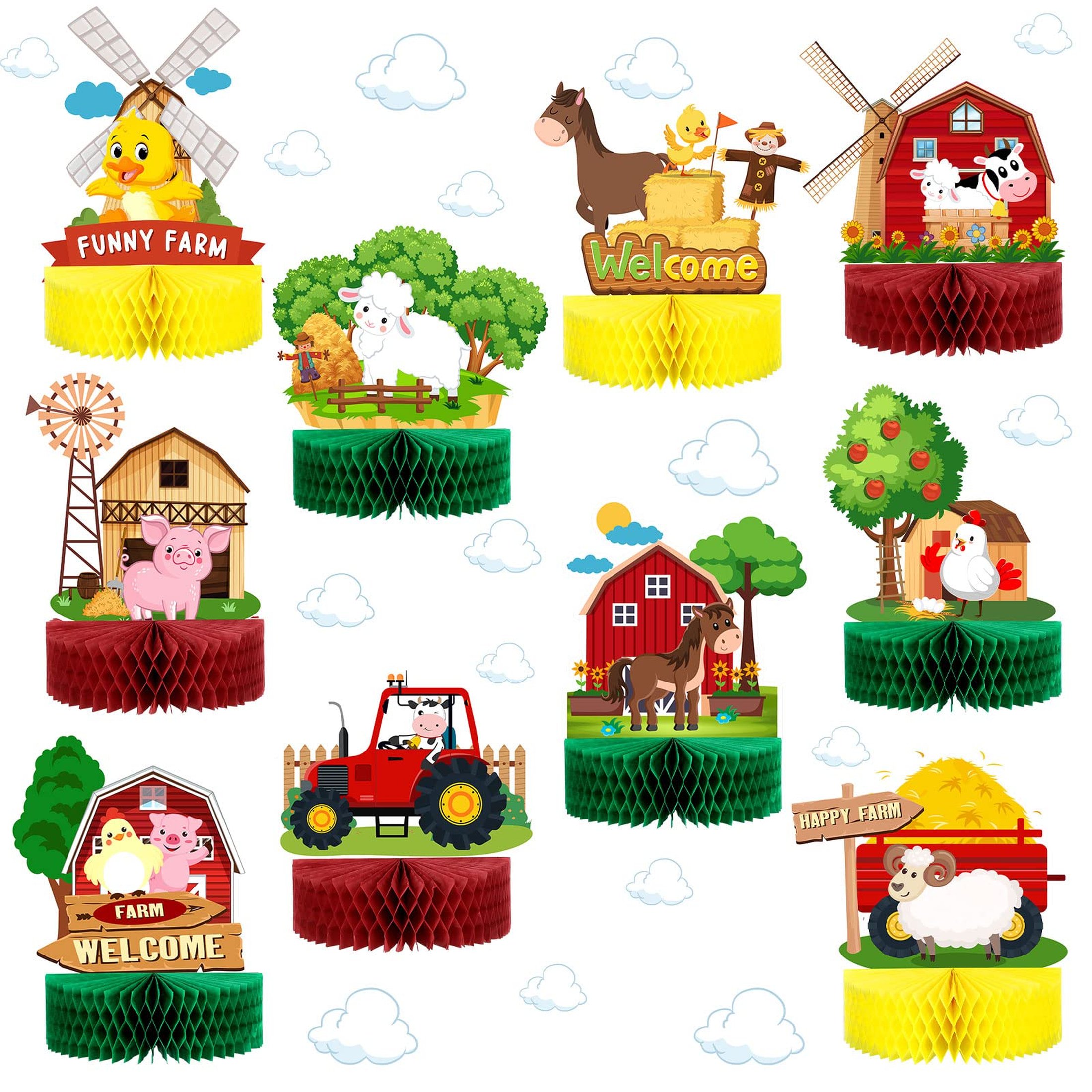 Farmyard Delights Cake Balls & Honeycomb Centerpieces - Set of 10 Farm ...