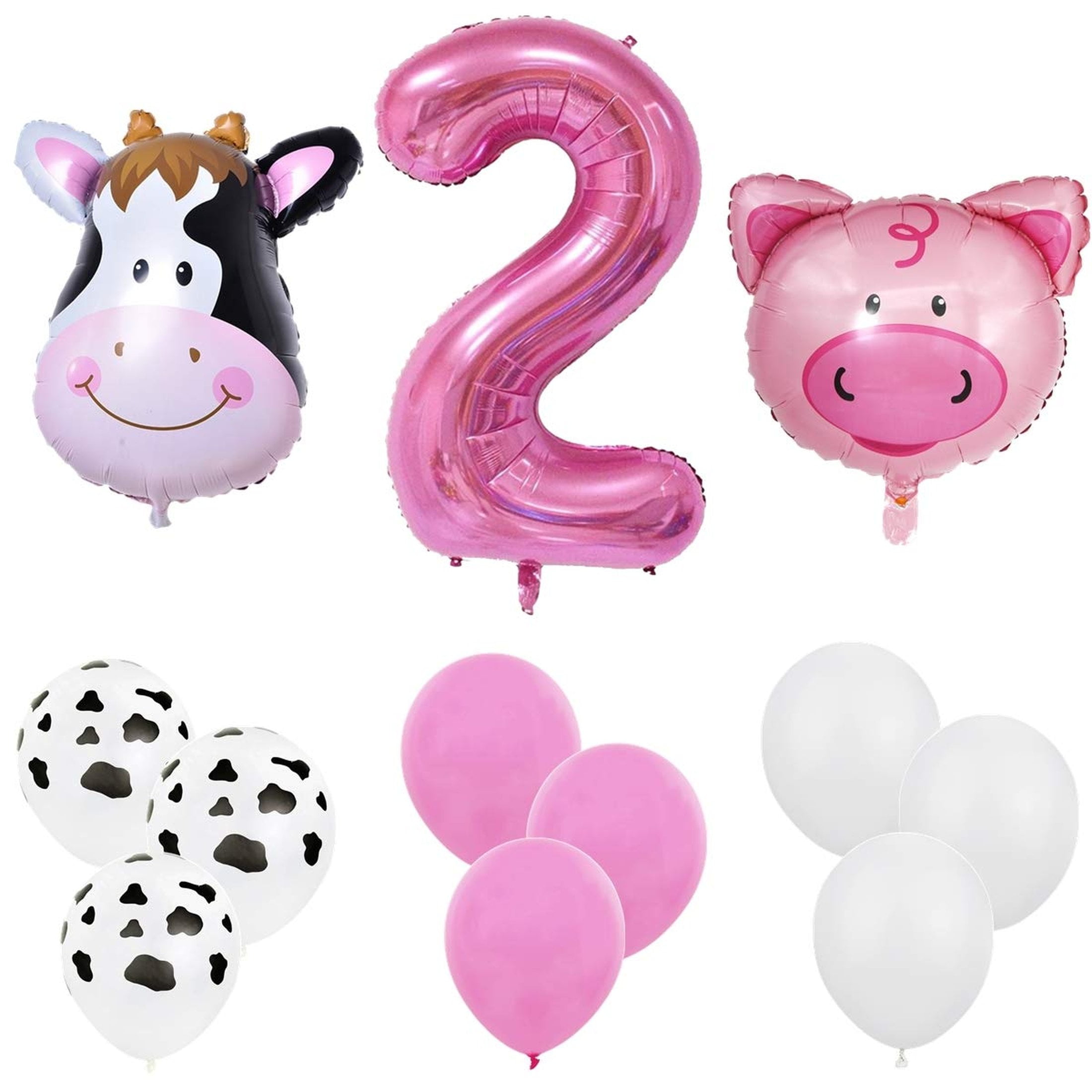 Farmyard Fun Balloon Bundle - 2nd Birthday Party Decor Set with Pig ...