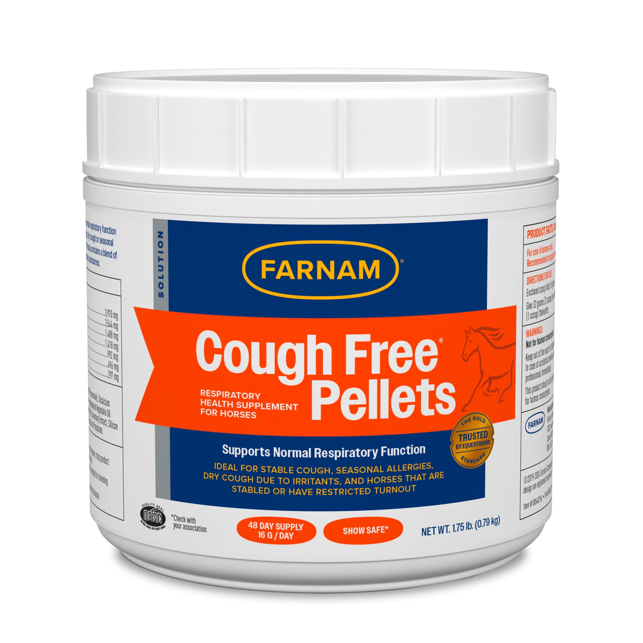 Farnam Cough Free Pellets Respiratory Health Supplement for Horses 1.75 ...