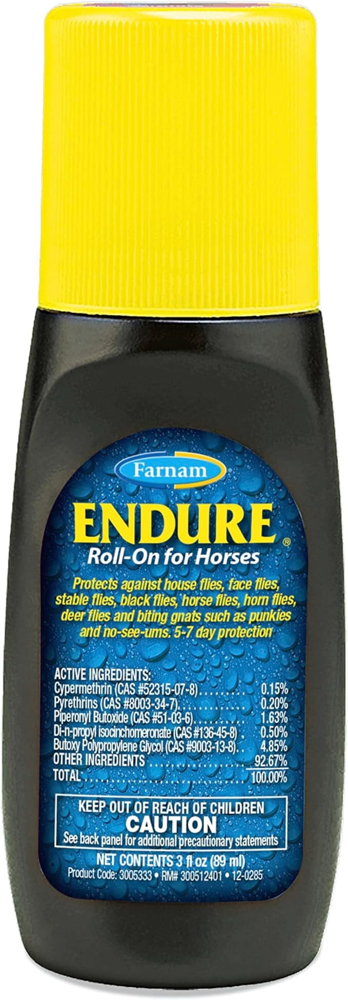 Farnam Endure Roll-On Fly Repellent for Horses, for Sensitive Areas, 3 ...