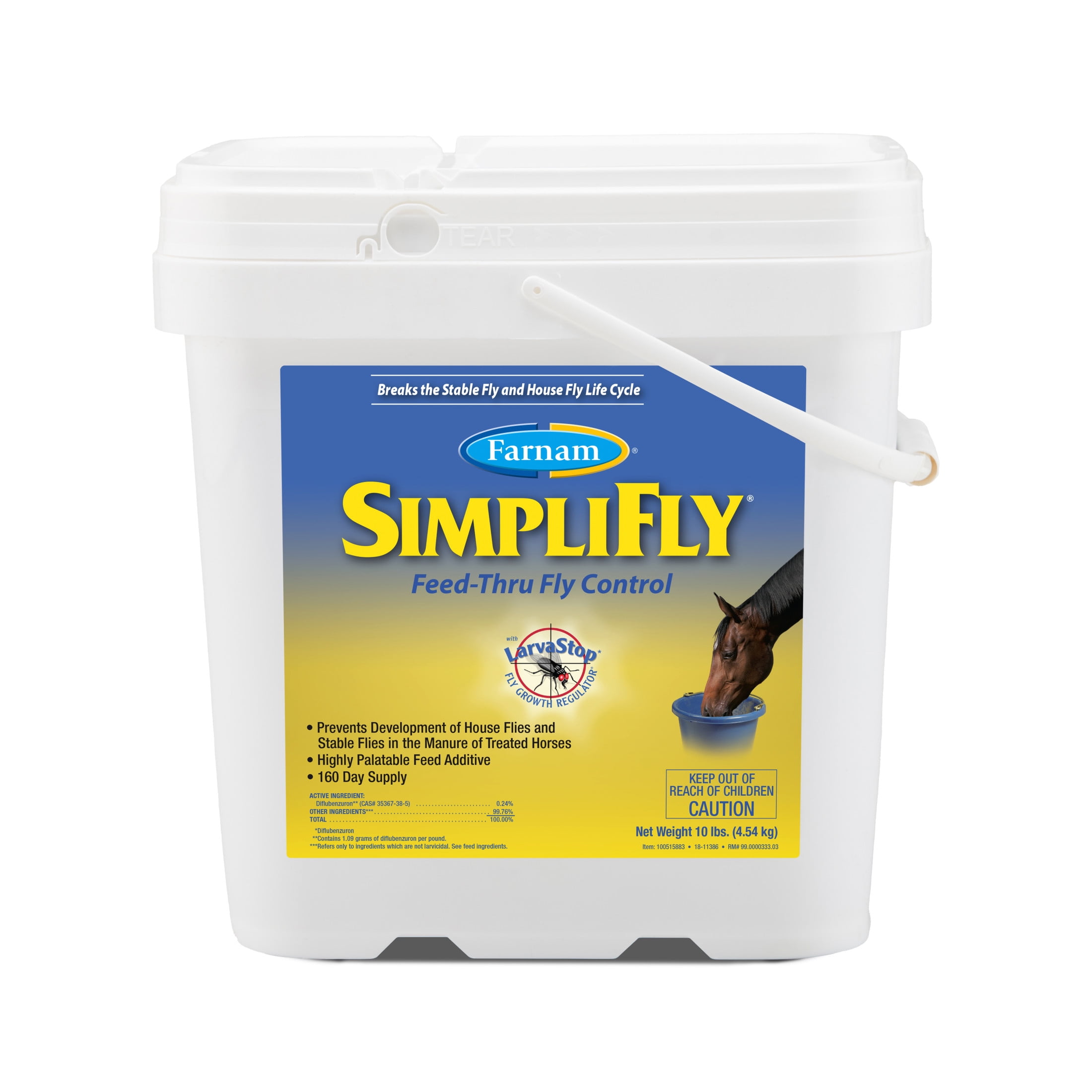 Farnam SimpliFly Feed-Thru Fly Control for Horses, Pellets, 160 Day ...