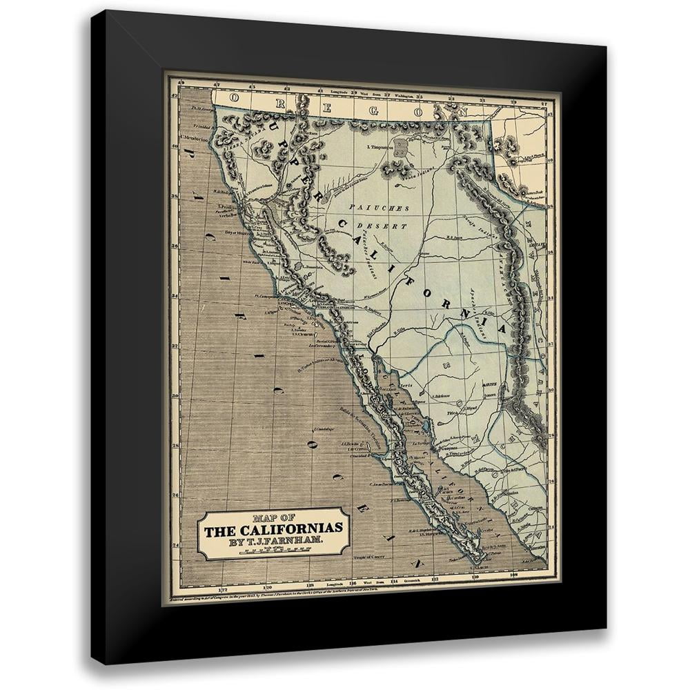 Farnham 15x18 Black Modern Framed Museum Art Print Titled - Map of the ...