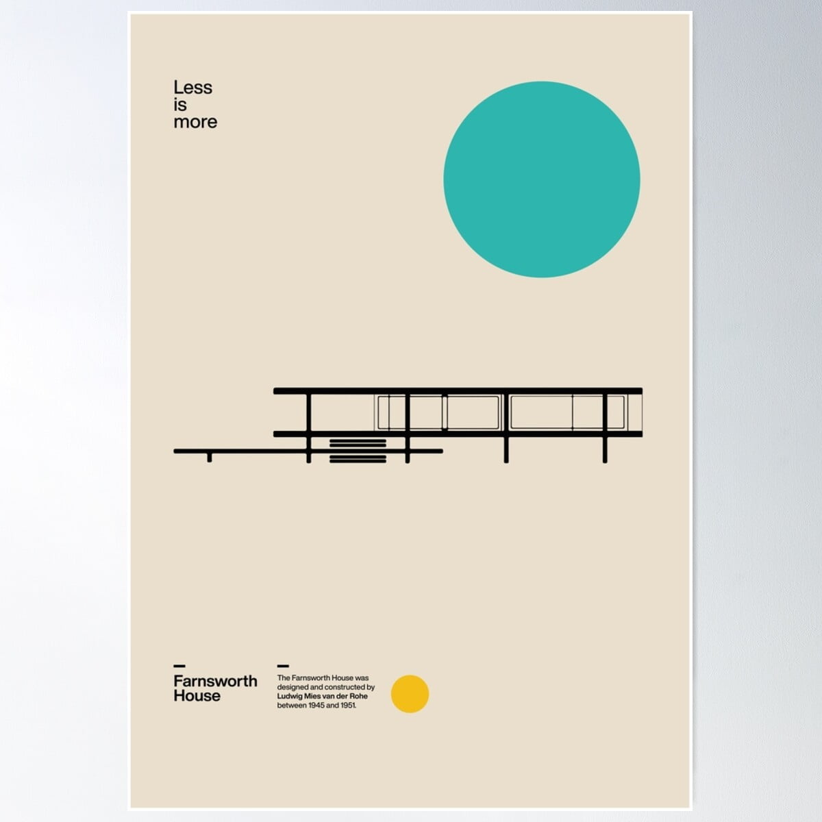 Farnsworth House Poster Wall Art, Modern Wall Decor For Living Room ...