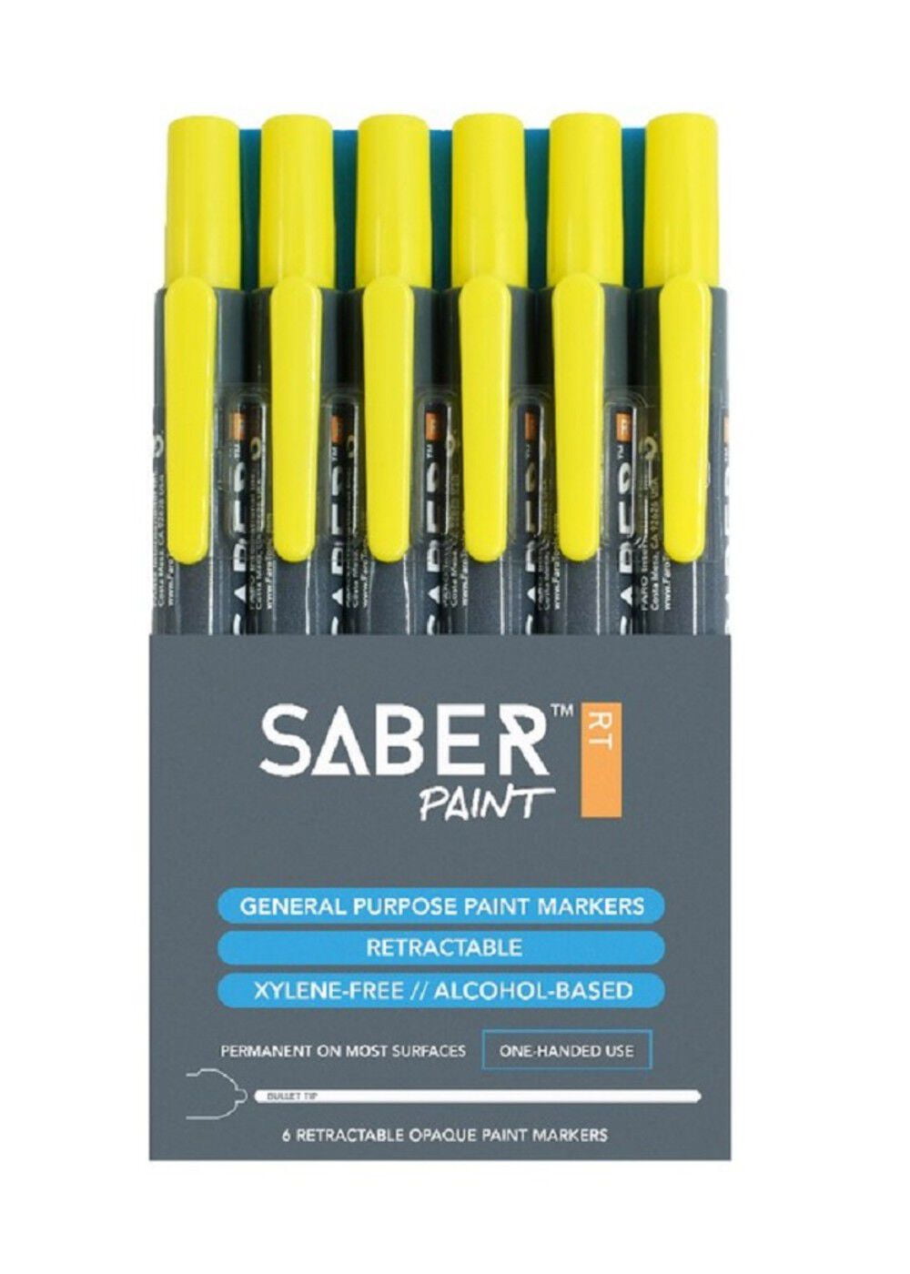 Faro Saber Retractable Paint Marker, Yellow, 6 Pack - Walmart.com