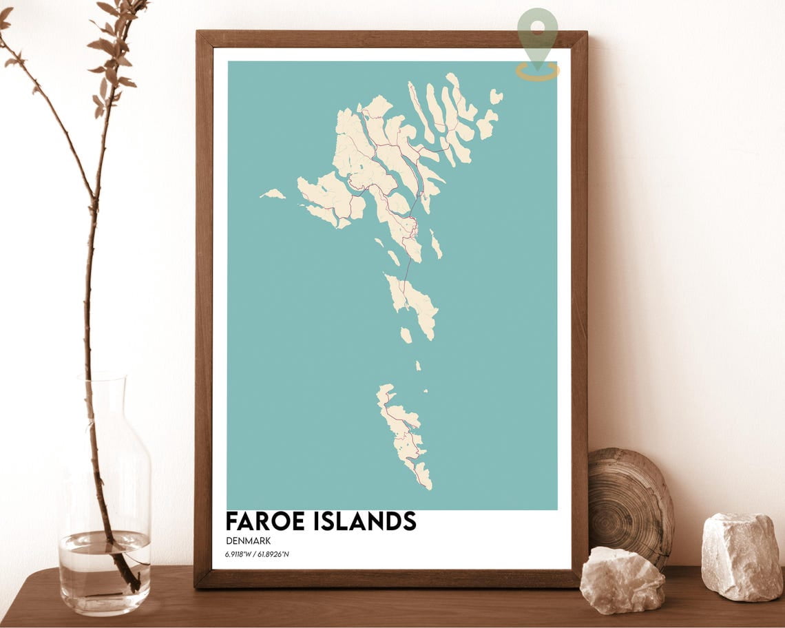 Faroe Islands Map, Faroe Islands Map Print, Faroe Islands Wall Art ...