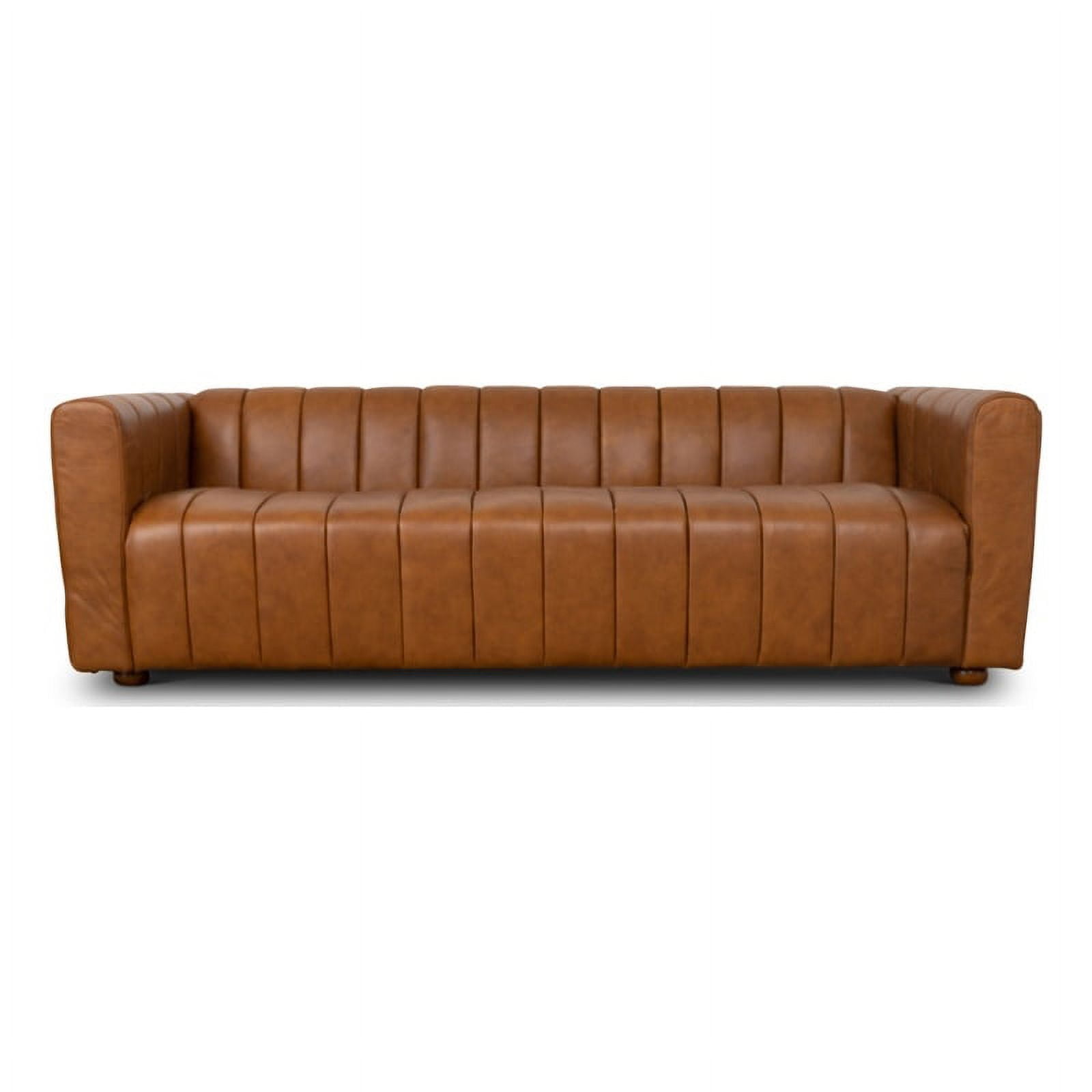 Faroe Mid-Century Modern Genuine Leather Sofa in Cognac Tan - Walmart.com