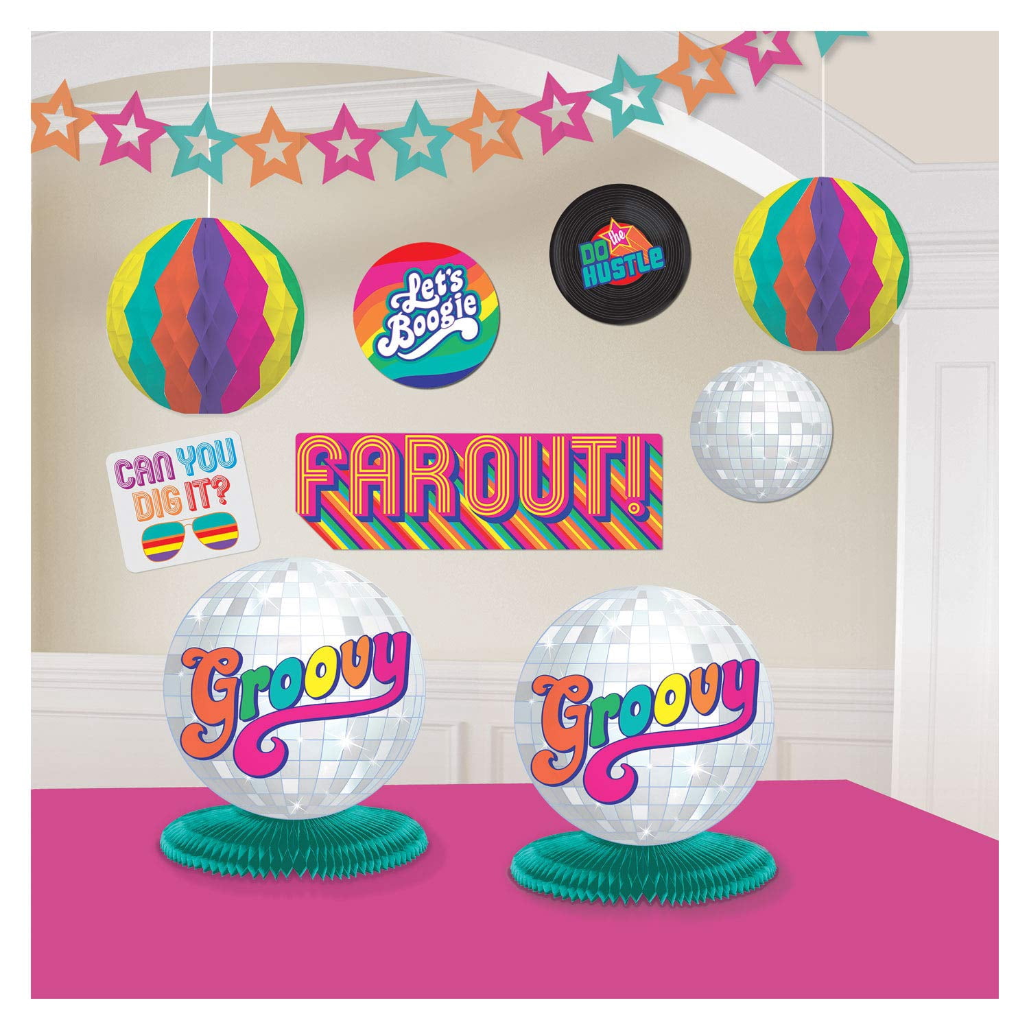 Farout! Disco Themed Room Decorating Kit | 10 pcs - Walmart.com